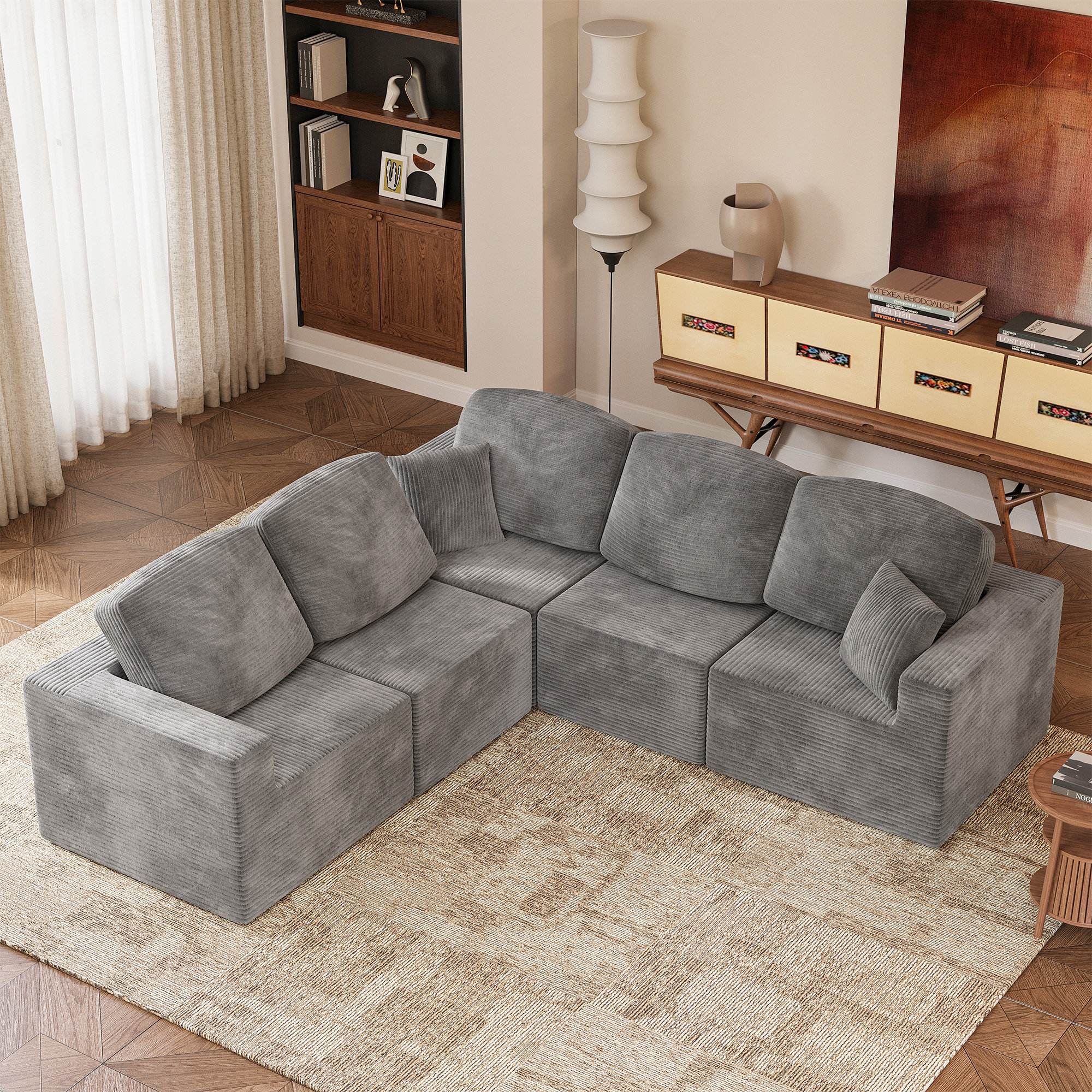 Latitude Run® L-Shaped Modular Sectional Couch, Cloud U-Shaped ...