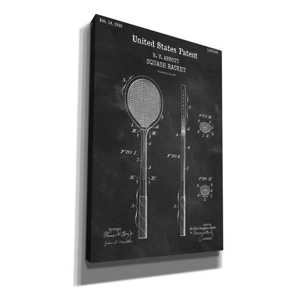 Williston Forge " Squash Racket Blueprint Patent Chalkboard " by ...