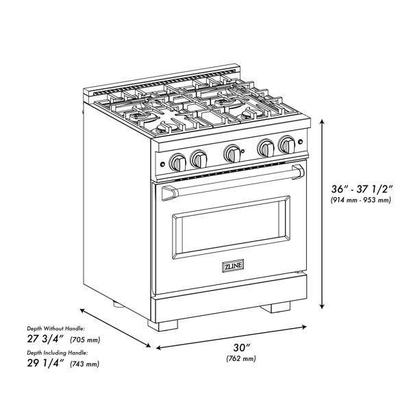 ZLINE Autograph Edition 30 in. 4.2 cu. ft. Classic Dual Fuel Range with ...