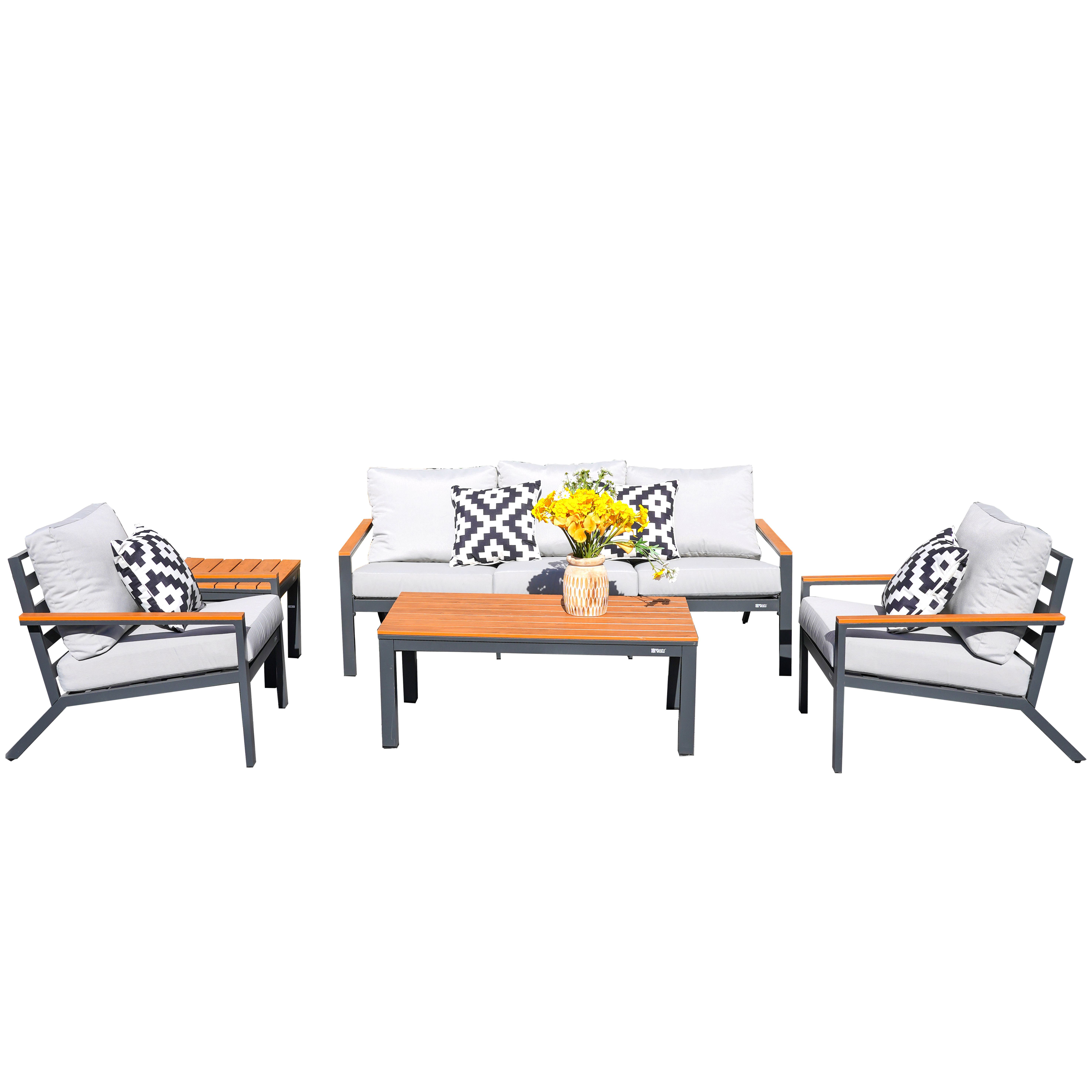 Latitude Run® Sanil 5-person Outdoor Patio Aluminum Conversation Set ...