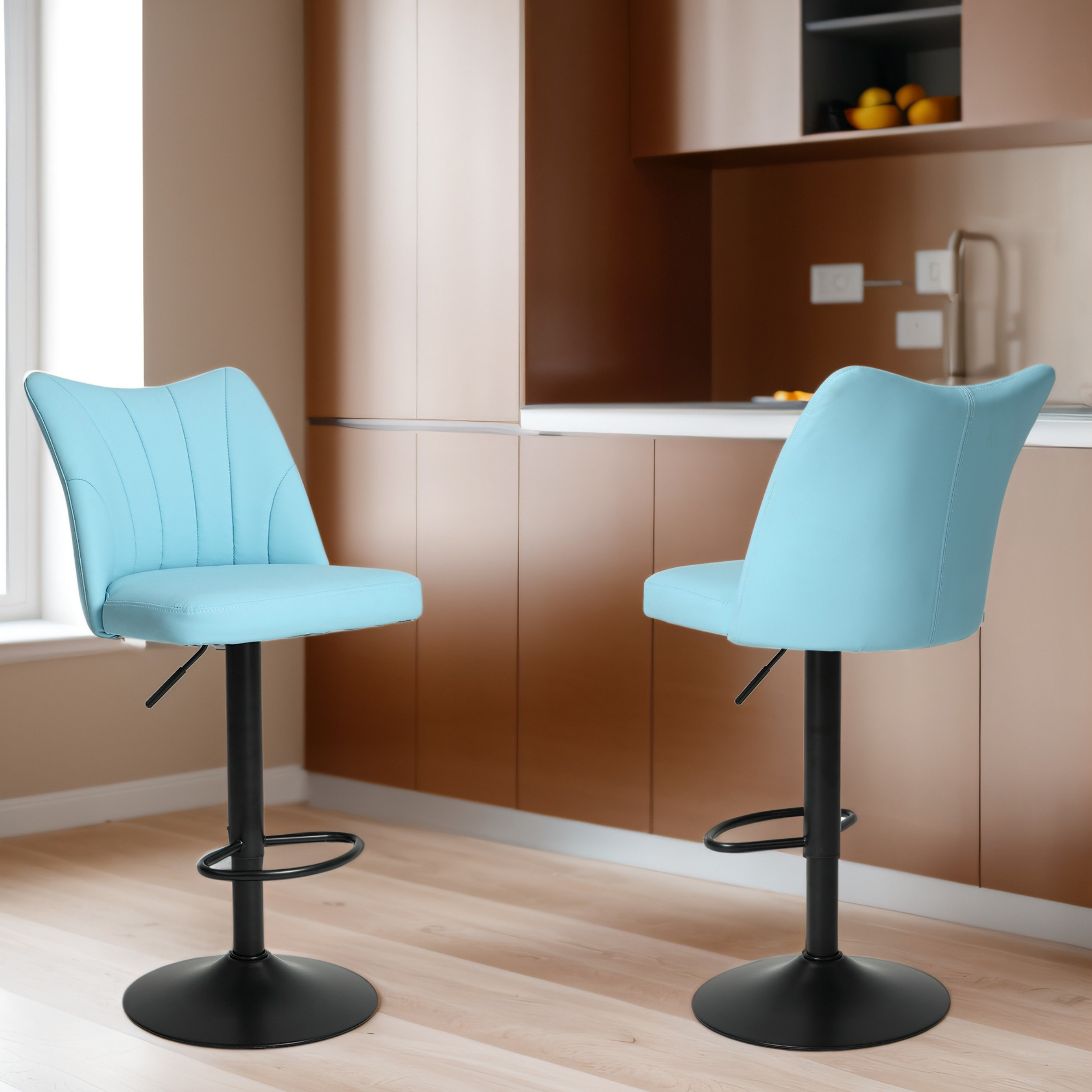 George Oliver Height Adjustable Imitation Leather Bar Stool Set | Wayfair