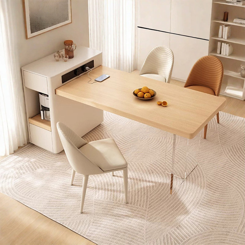 Corrigan Studio® Extendable Sintered Stone Wooden Kitchen Islands Table ...