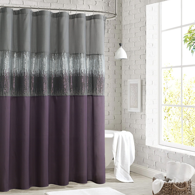 Ebern Designs Glitter Sequin Shower Curtains For Bathroom | Wayfair