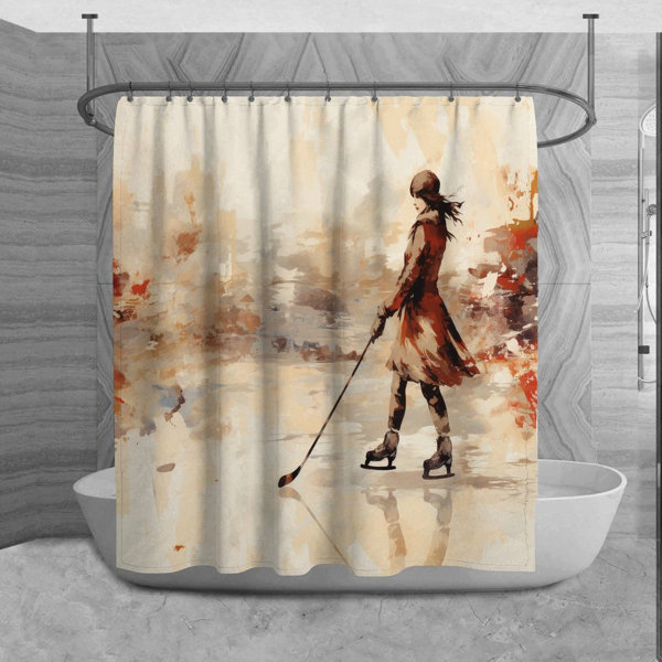 Bless international Ice Skating Shower Curtain Sports Bathroom Decor ...