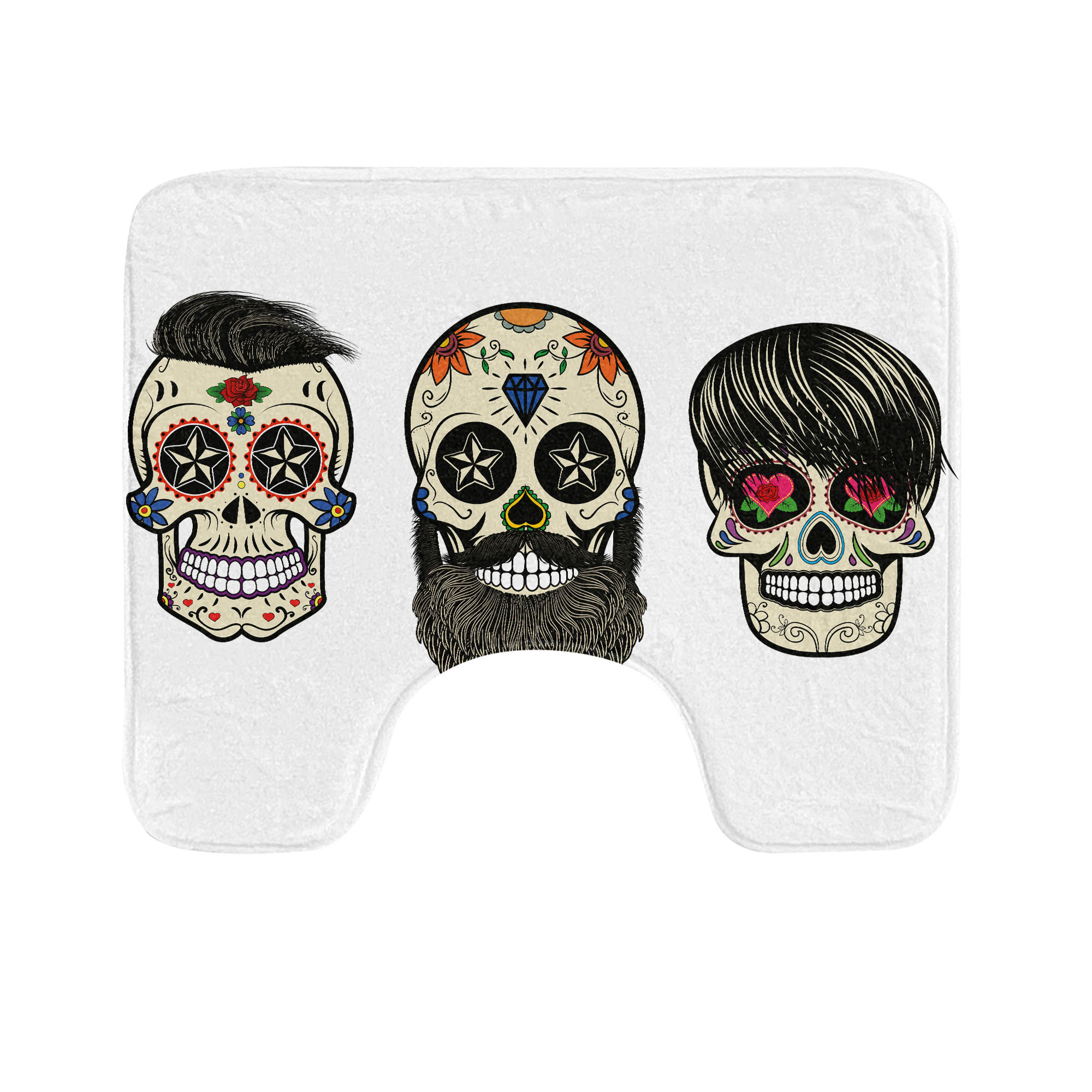 Dakota Fields Skull Toilet Mat U-Shape Bathroom Rug 20" Multicolor ...