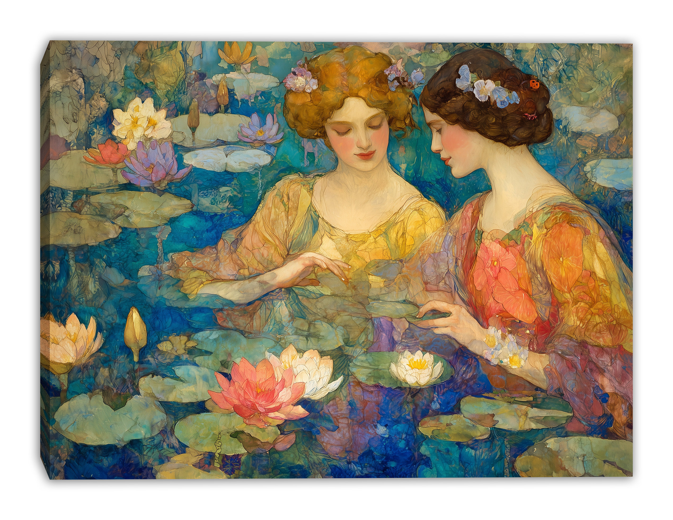 Ophelia & Co. Romantic Figures by the Lotus Pond Wrapped Canvas Wall ...