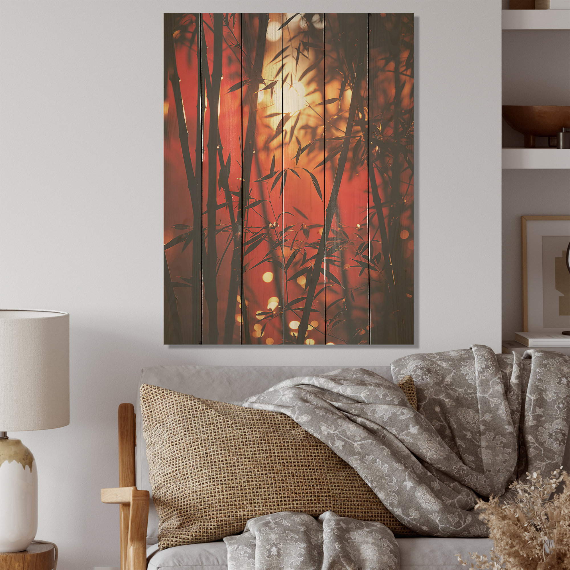 Bay Isle Home™ Bamboo Sunset - Bamboo Wood Wall Art On Natural Pine ...