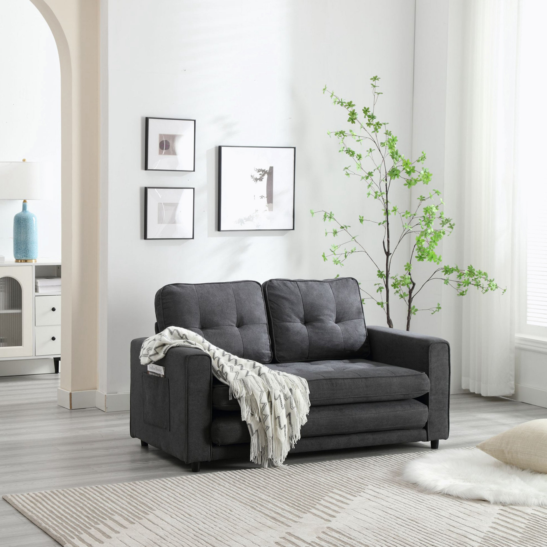 Ebern Designs Canapé-lit 3 places, divan-lit futon convertible pour le ...