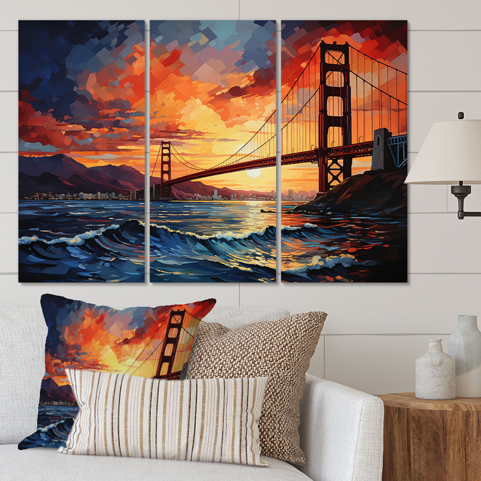Dovecove Orange Bridge Golden Gateway I - Bridges Wall Art Print Set ...