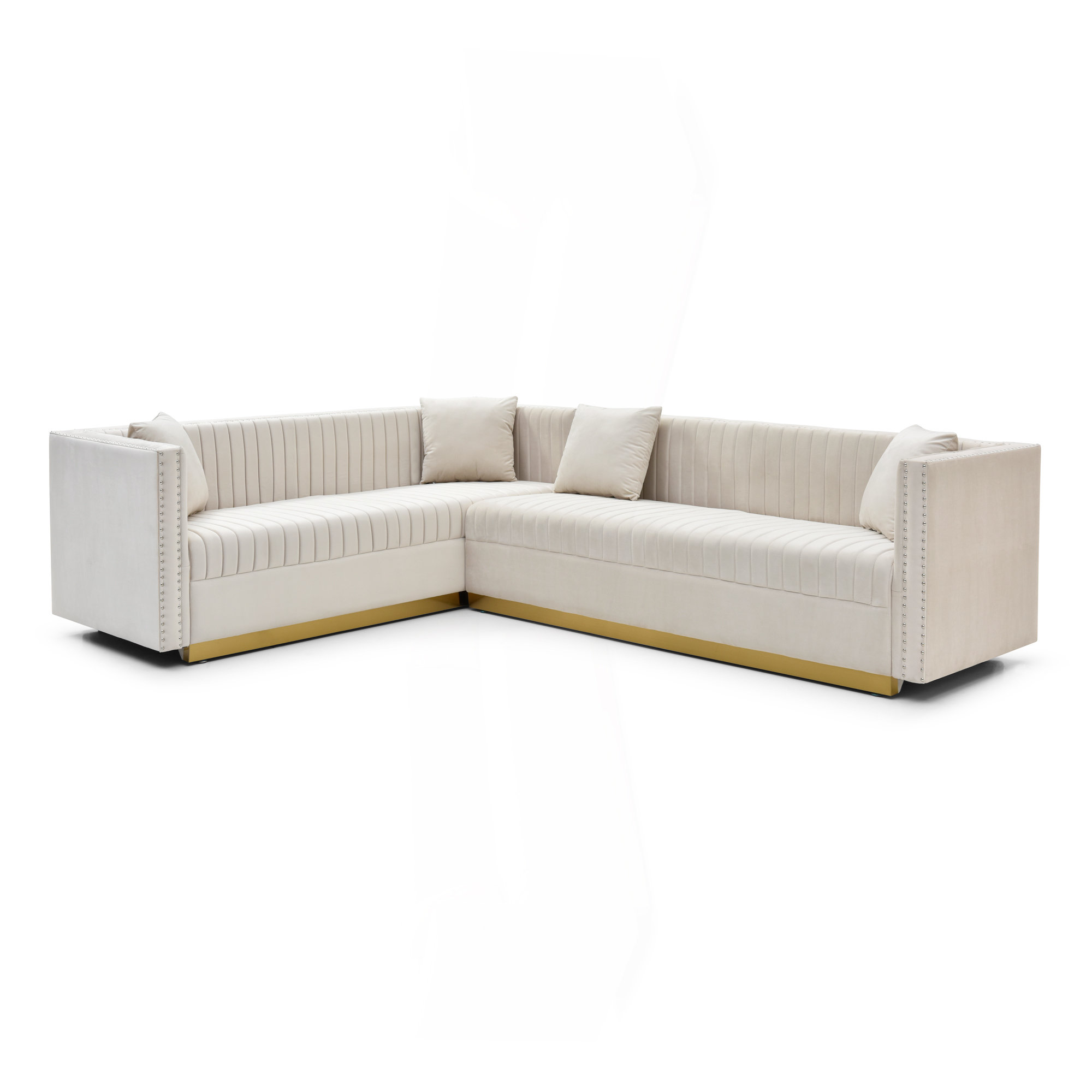 Latitude Run® Contemporary Vertical Channel Tufted Velvet Sectional ...