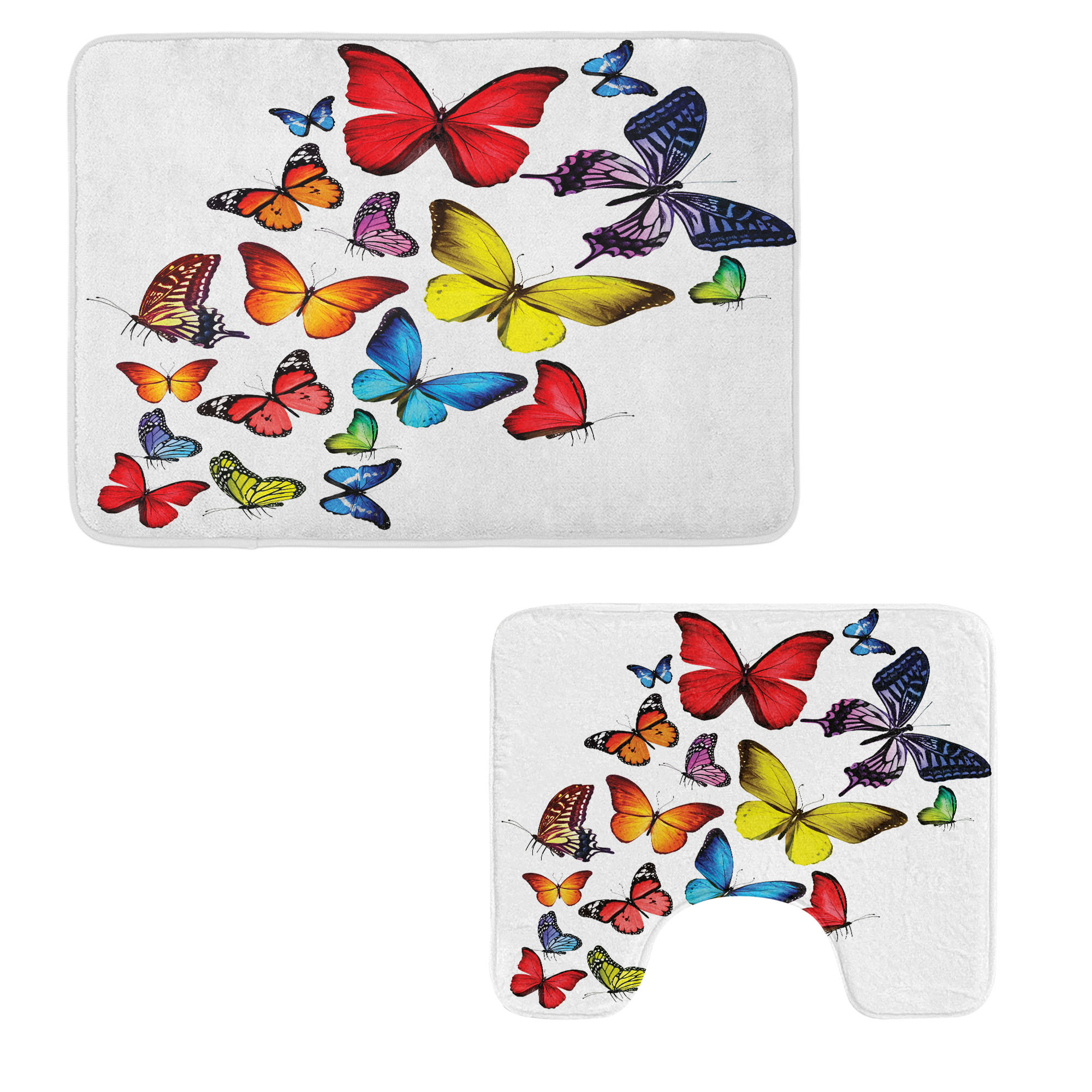 East Urban Home Butterfly Bathroom Rug Set 2 Pieces Rectangle & Contour ...