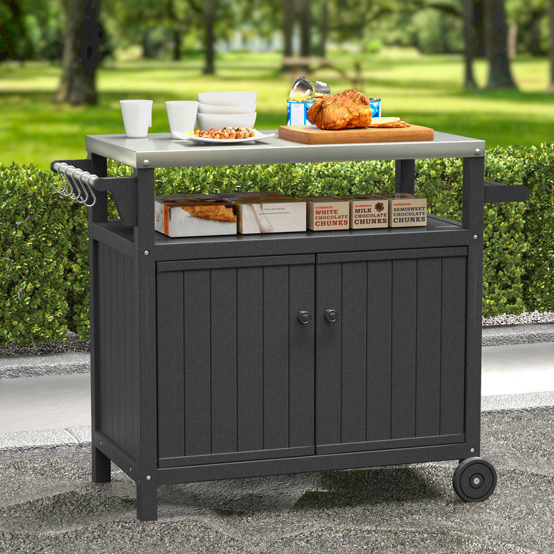 MENSARJOR Portable Outdoor Grill Prep Table with Storage, Waterproof ...