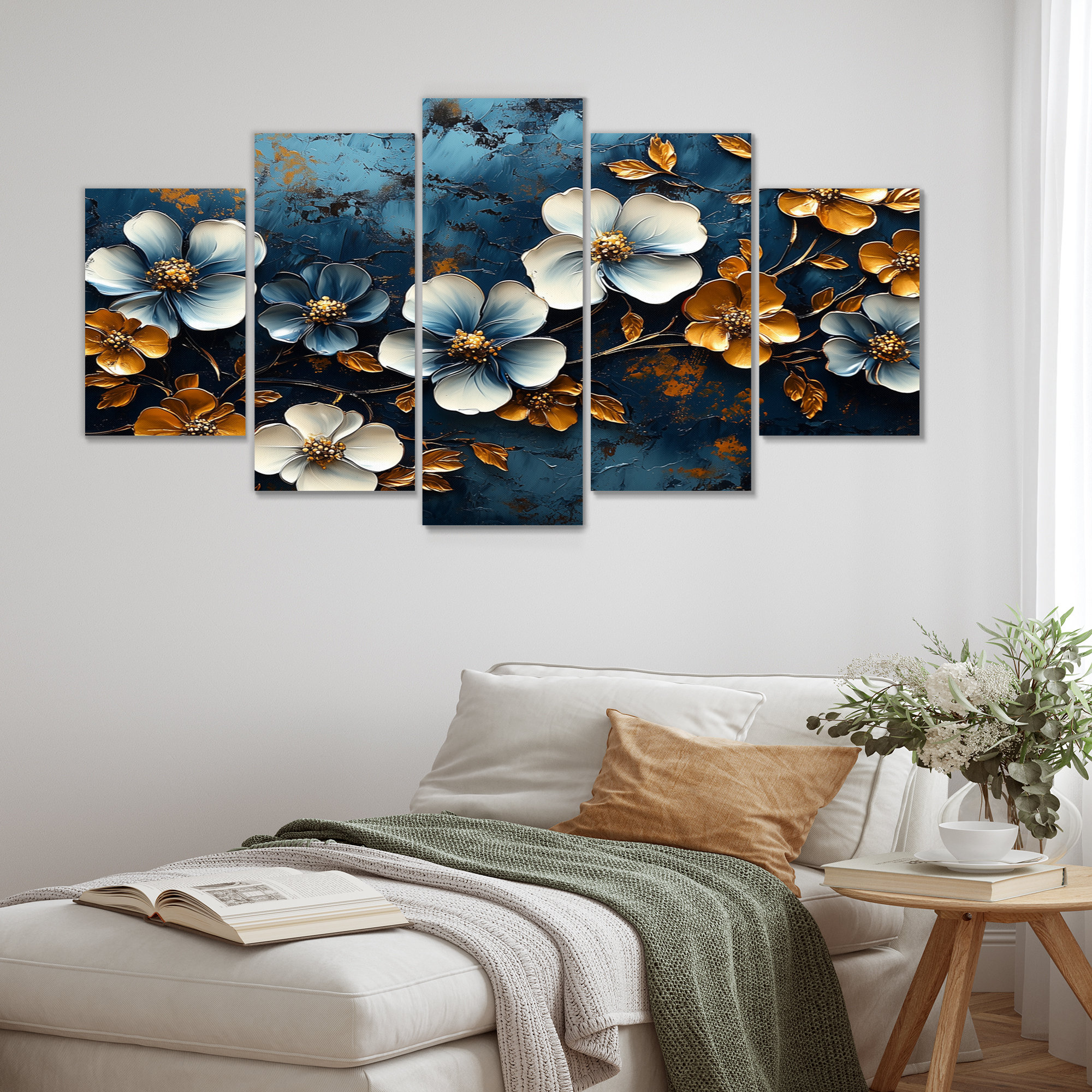 Mercer41 White And Blue Poppies Venetian Vibrance II - Poppies Wall ...