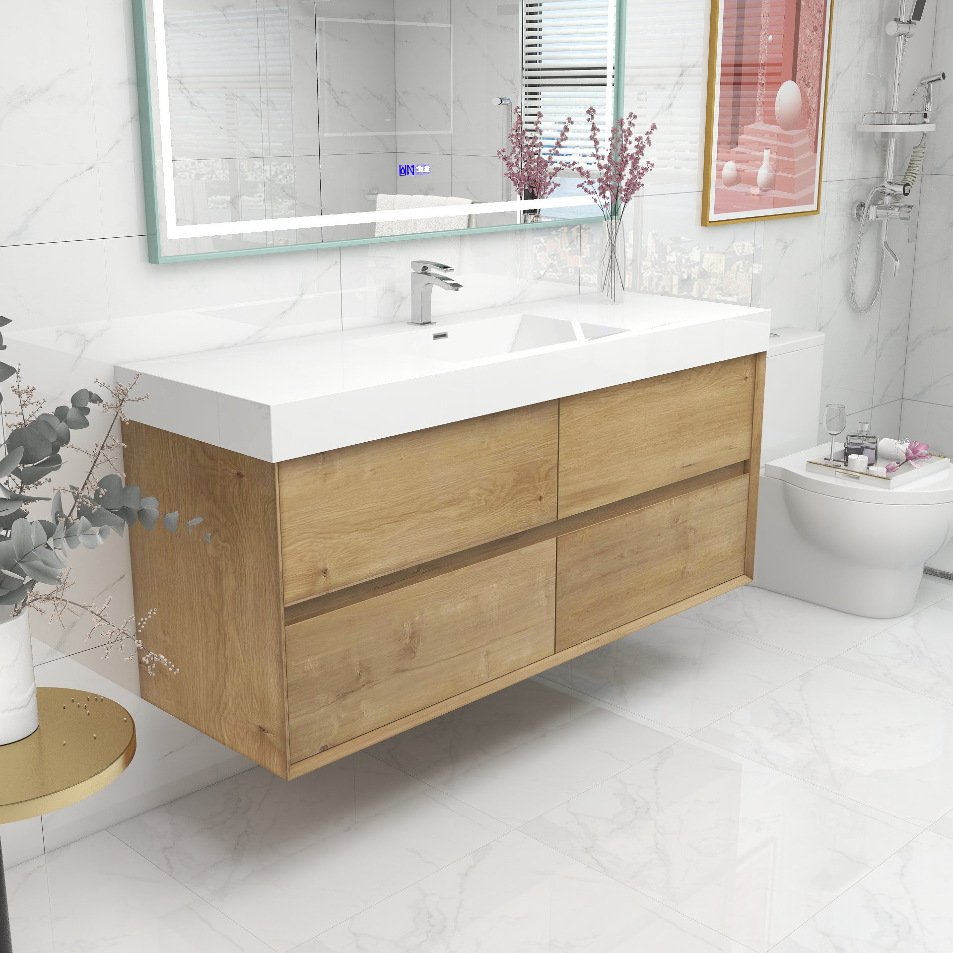 Latitude Run® 59'' Single Bathroom Vanity with Acrylic Top | Wayfair