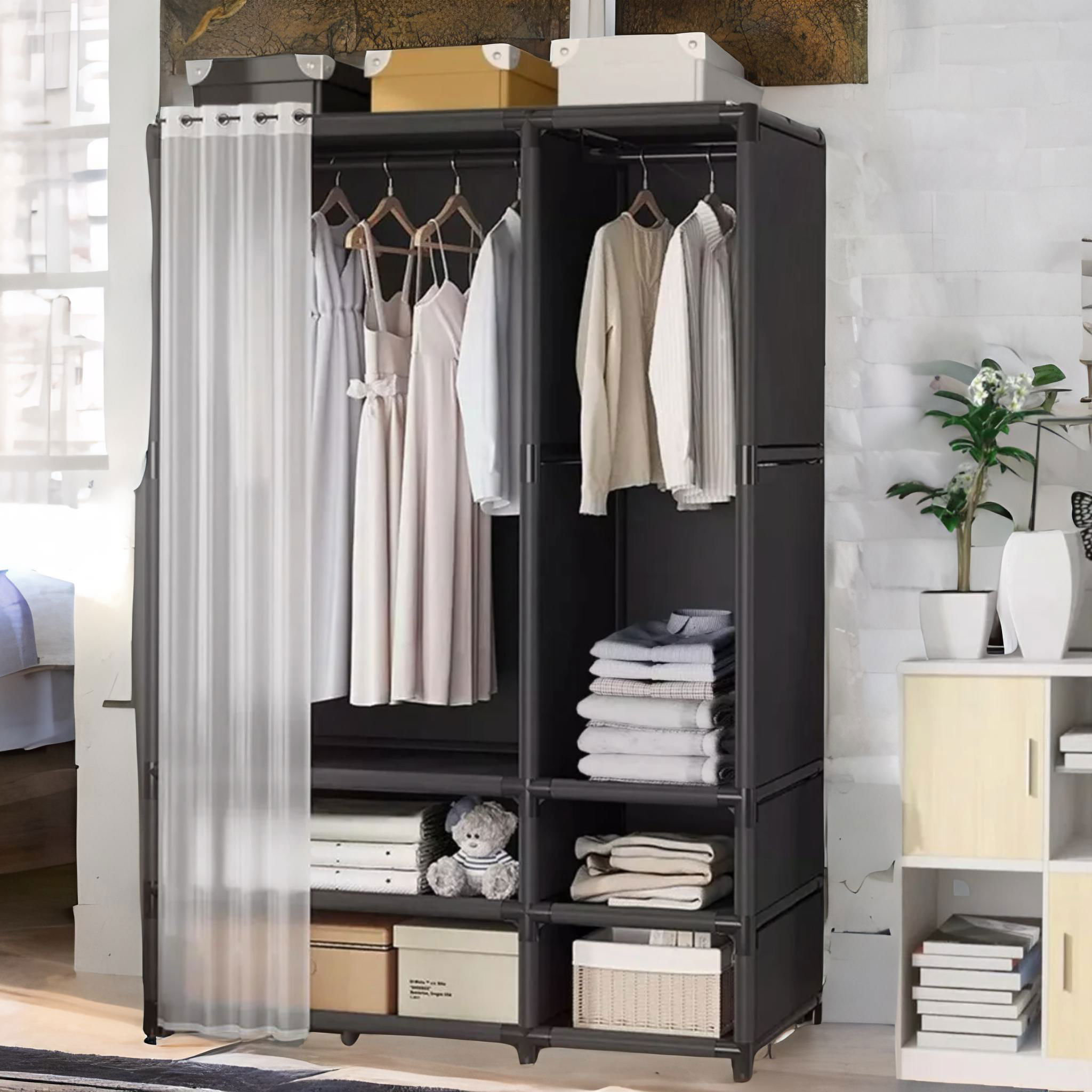 Rafaelo Mobilia Industrial Heavy Duty Metal Open Wardrobe With Shelves ...
