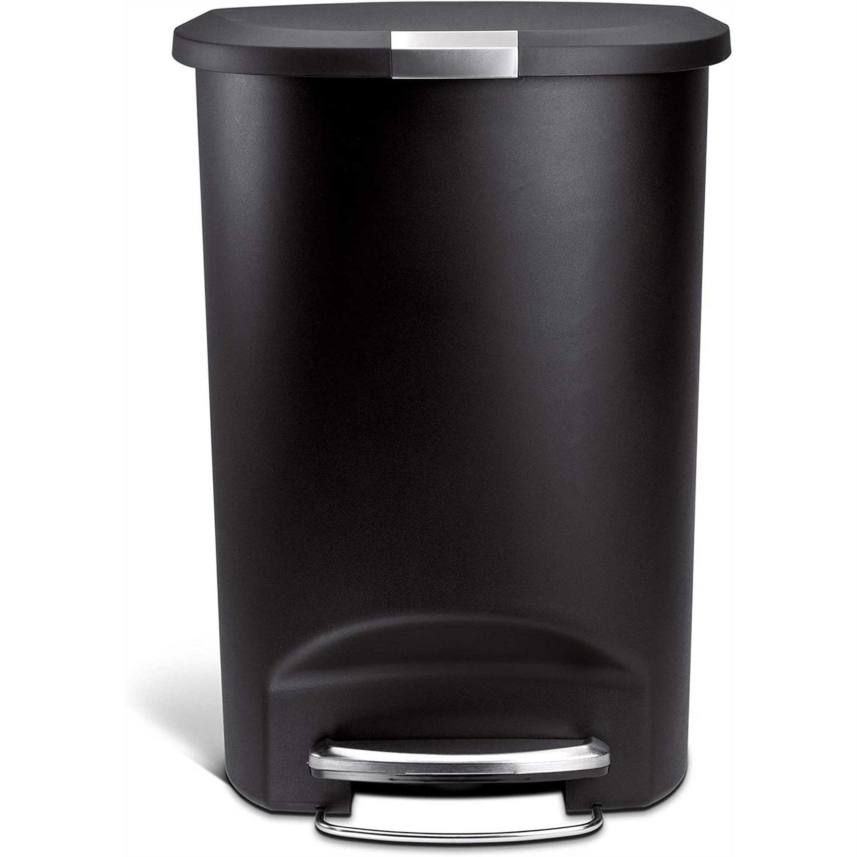TELA 50L/13G Semi-Round Kitchen Trash Can, Black Plastic Step Garbage ...