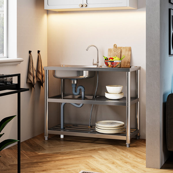 Metro Lane Stainless Steel Commercial Single Compartment Sink with ...