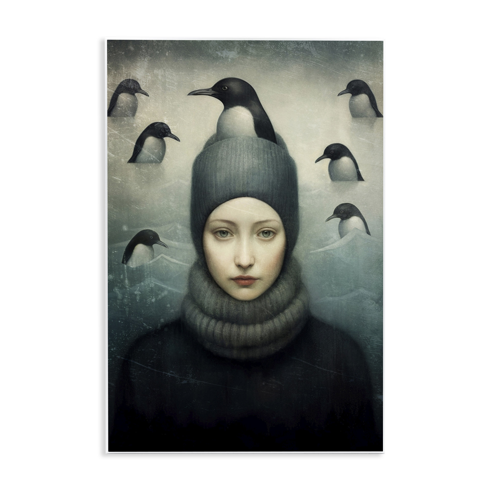Dakota Fields Peeking Penguins & Woman Wall Plaque Art by Paula Belle ...