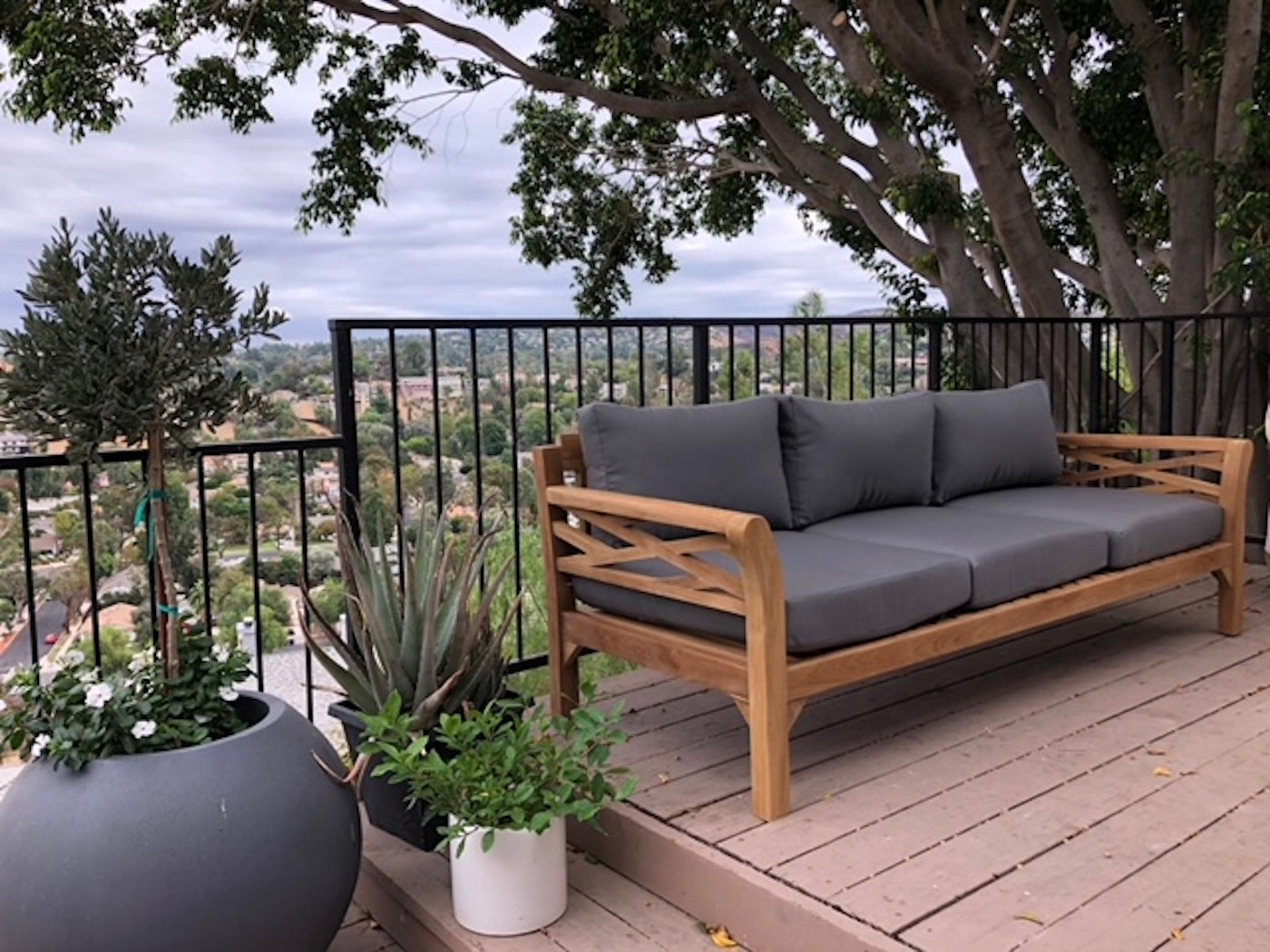 Wildon Home® Susie 86" Wide Outdoor Teak Patio Sofa with Cushions | Wayfair