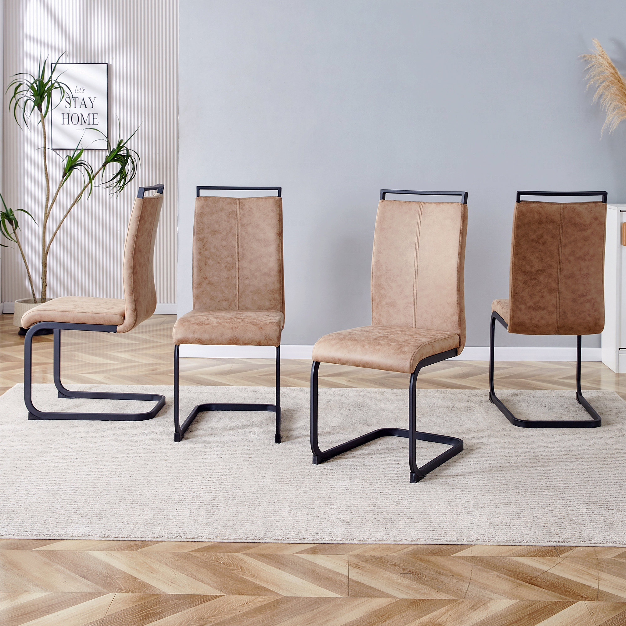 Orren Ellis Modern Dining Chairs, Technology Cloth High Back ...
