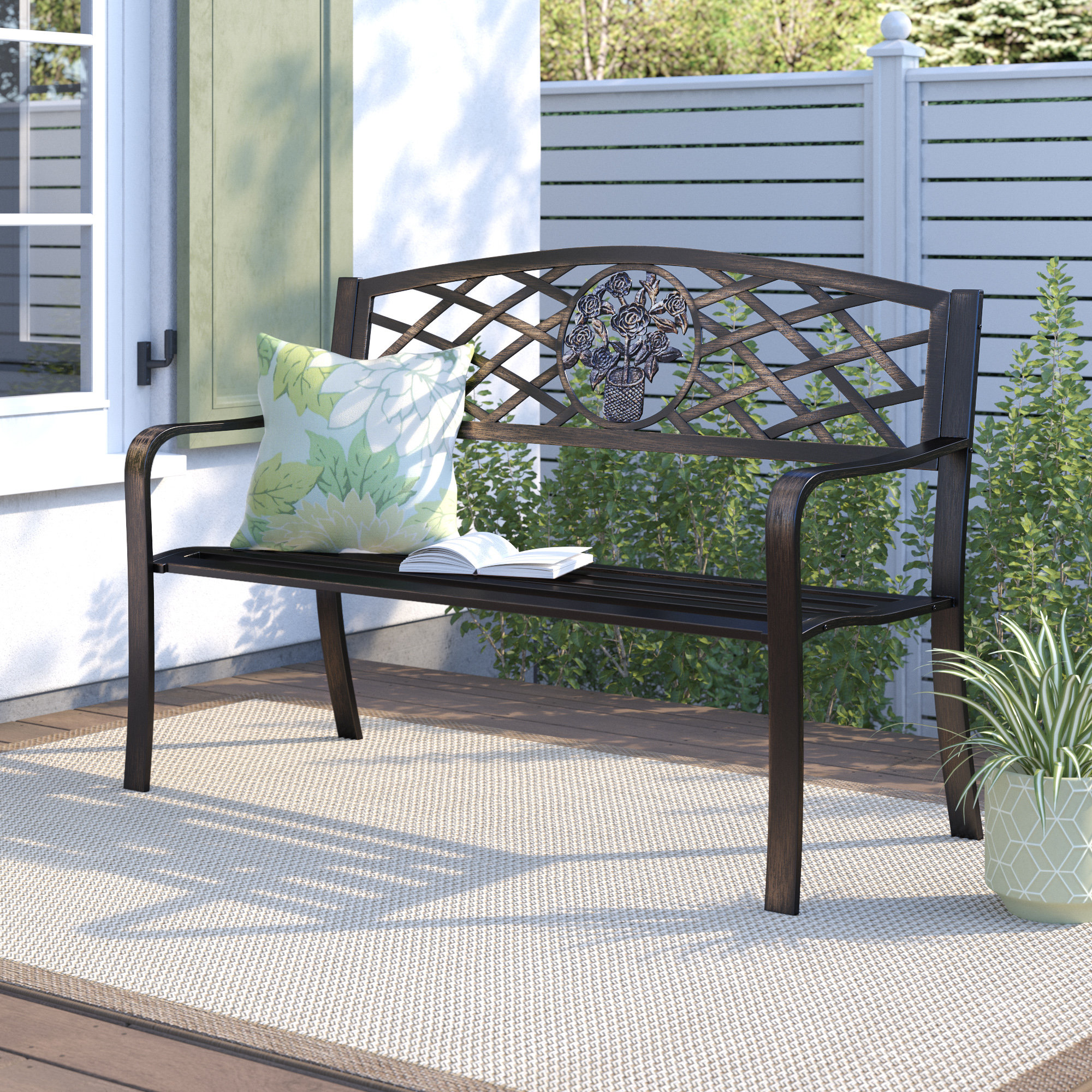 Sol 27 Outdoor Aamari Steel Bench & Reviews | Wayfair.co.uk