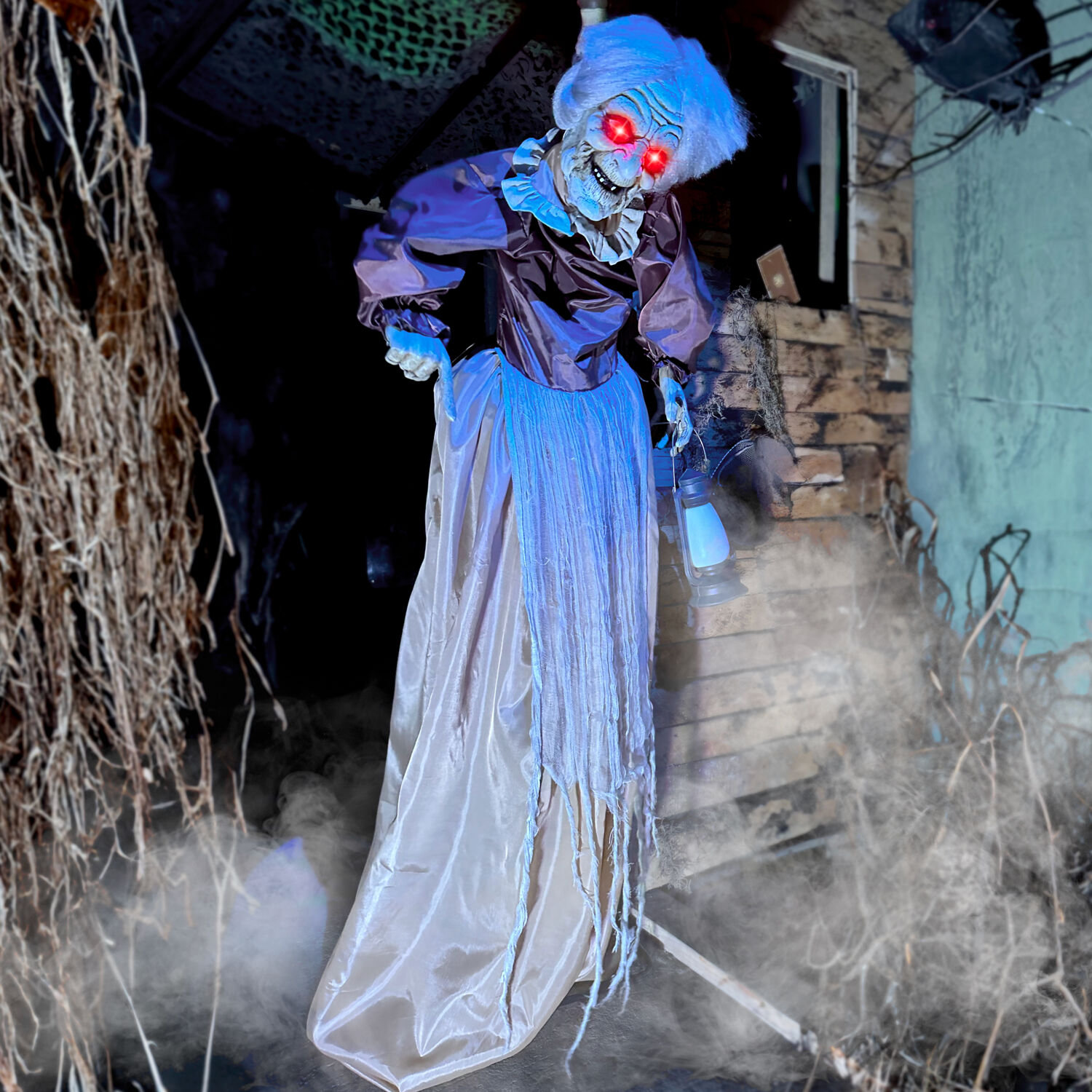 Haunted Hill Farm Lifesize Animatronic Old Lady Zombie with Lights and ...