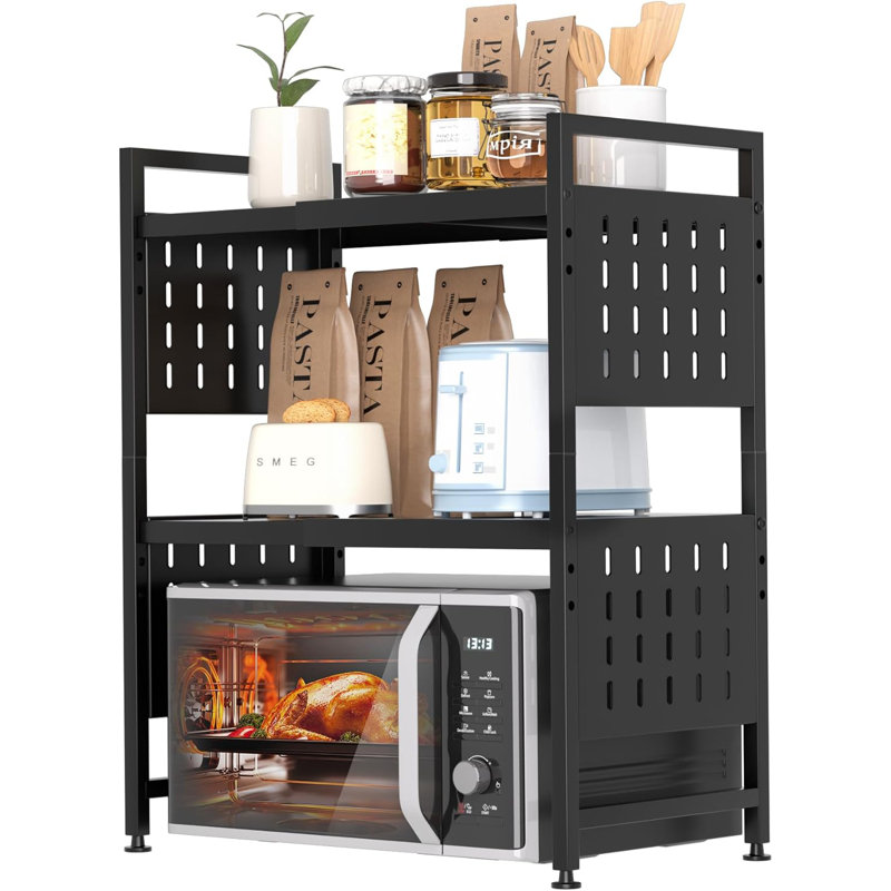 Rebrilliant Microwave Oven Rack,Expandable Microwave Stand,2 Tier Metal ...