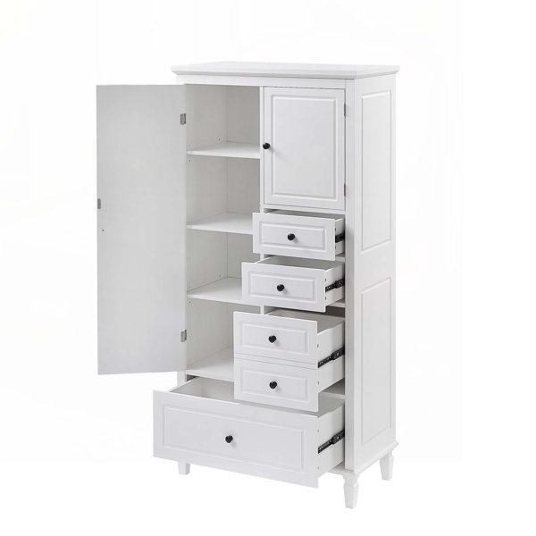 Wildon Home® Tall and Wide Storage Cabinet with Doors and Four Drawers ...