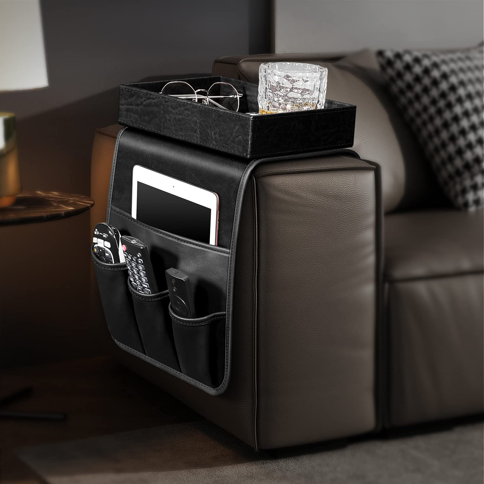 Latitude Run® Sofa Remote Control Holder With Detachable Tray, PU ...