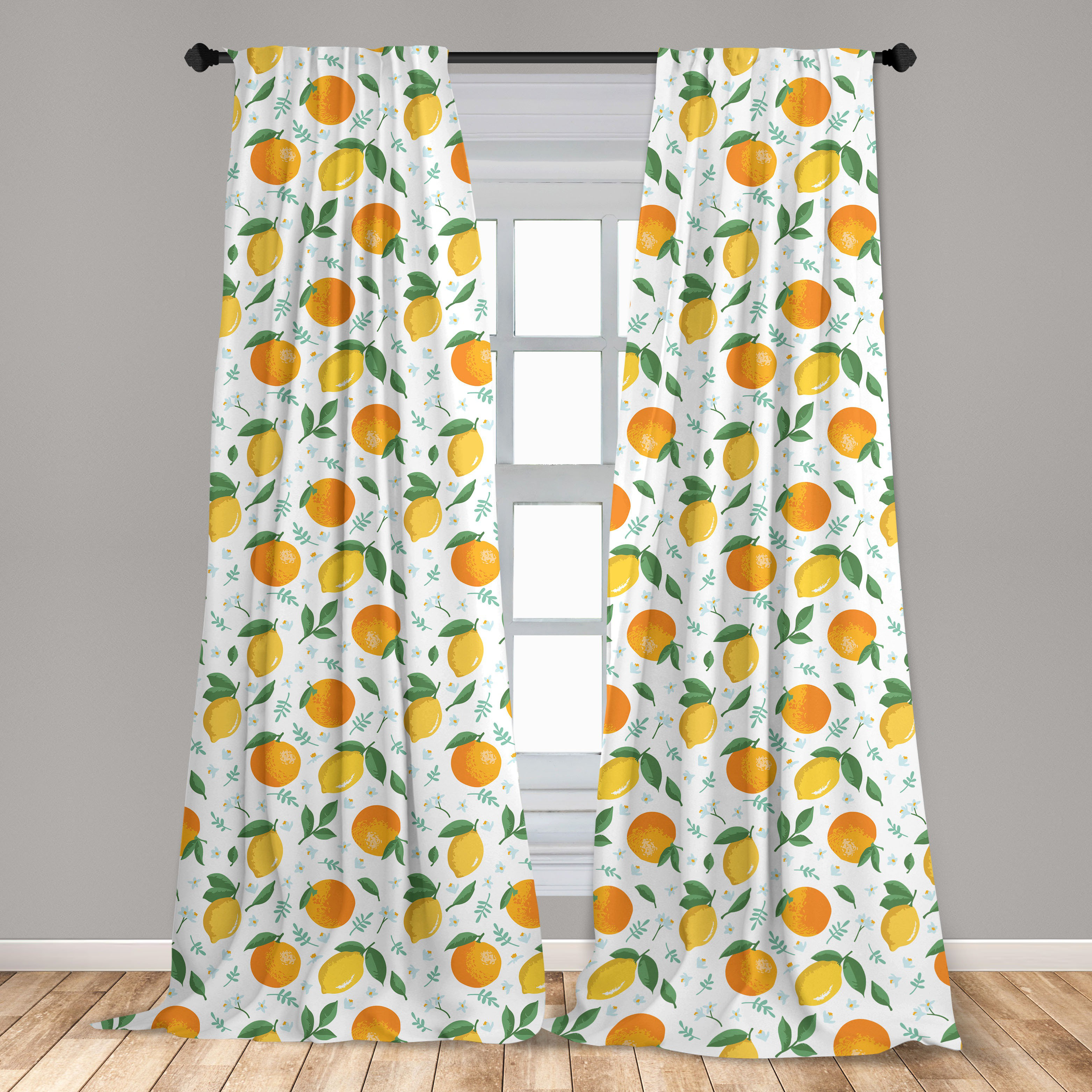 East Urban Home Citrus Semi-Sheer Rod Pocket Curtain Panels | Wayfair