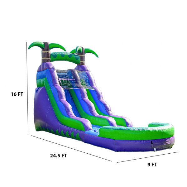 HeroKiddo 16 FT Purple Tropical Commercial Grade Water Slide with ...