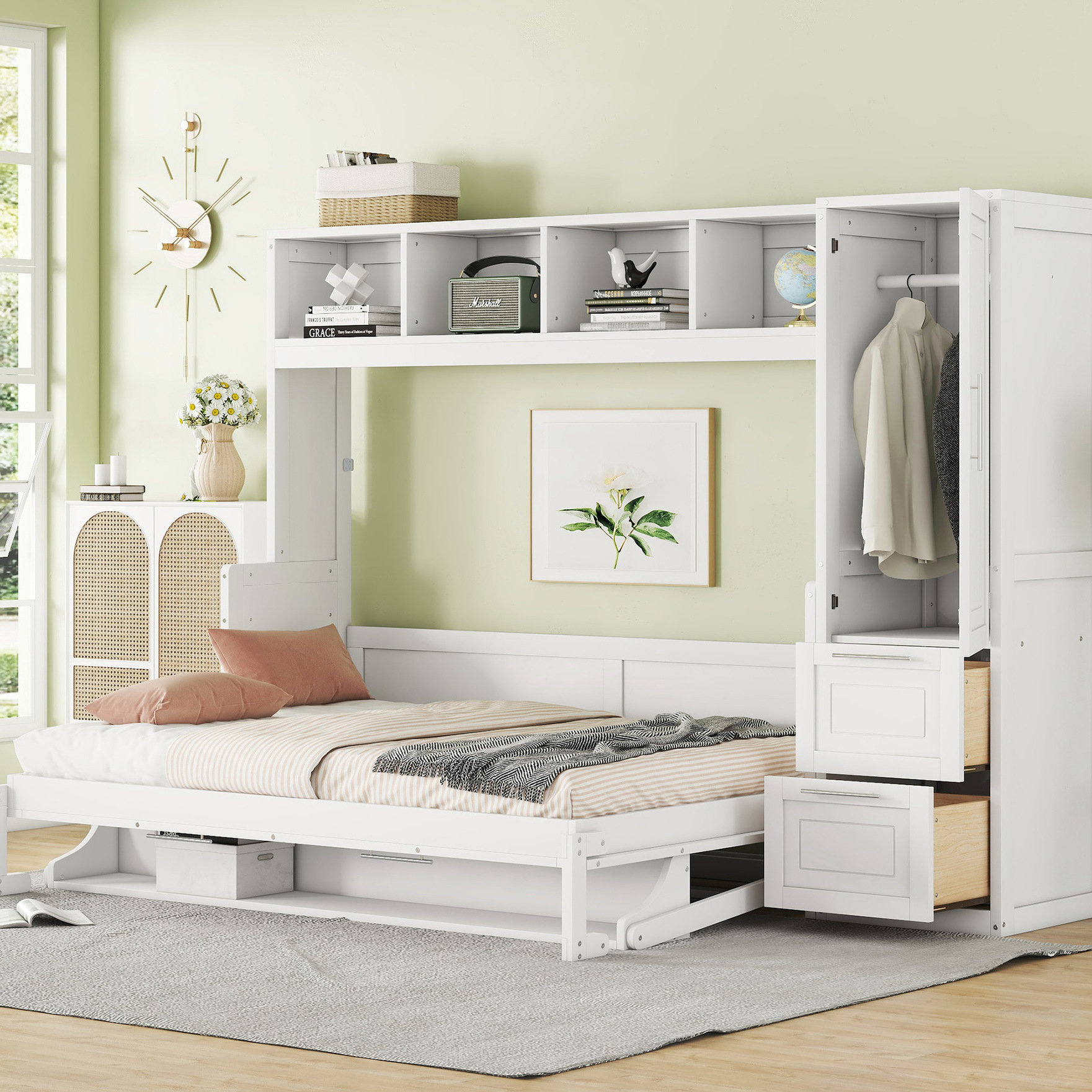 Hokku Designs Functional Bed With Top Compartments - White Space ...