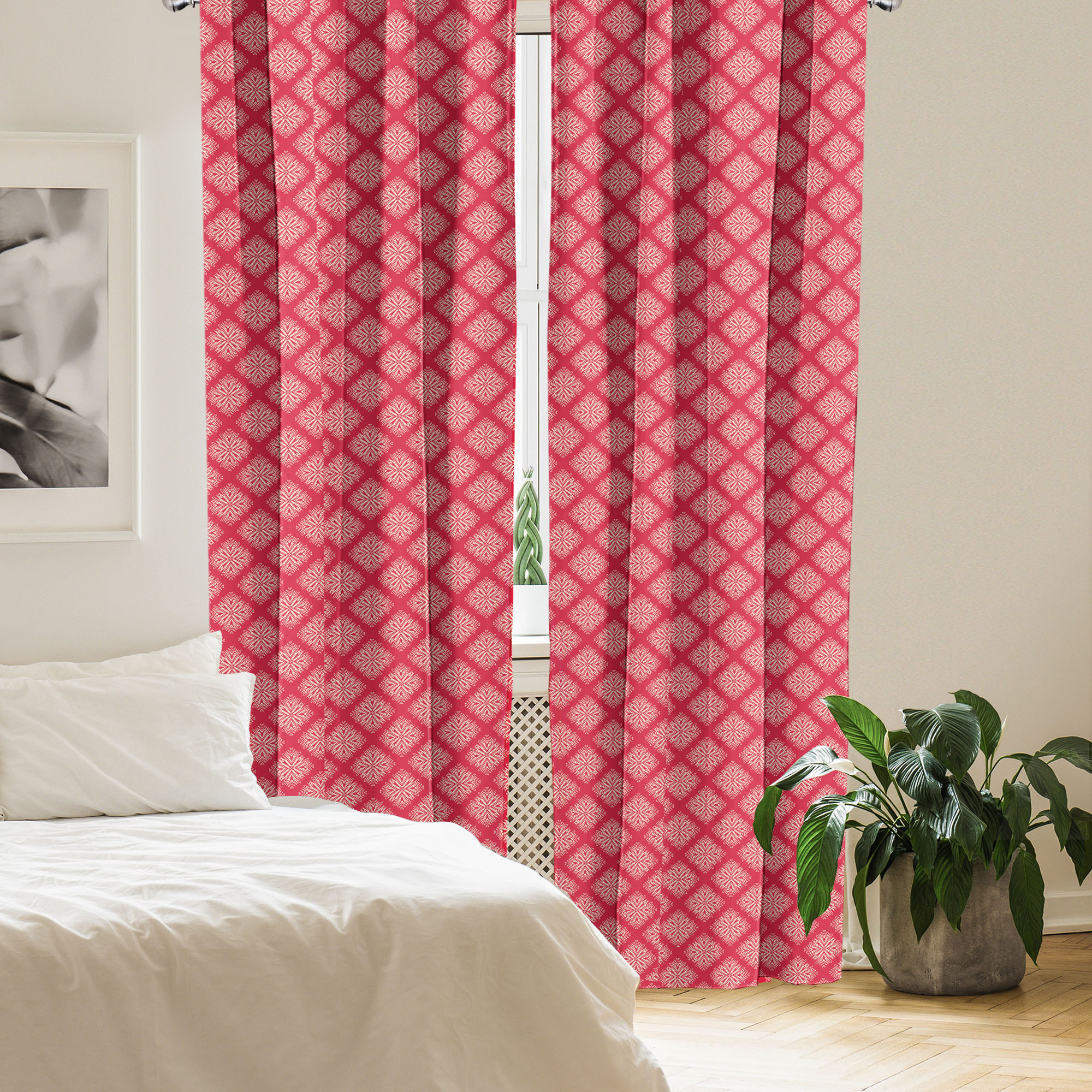 East Urban Home Abstract 4-Panel Curtains, Heart Ornamental Motif | Wayfair