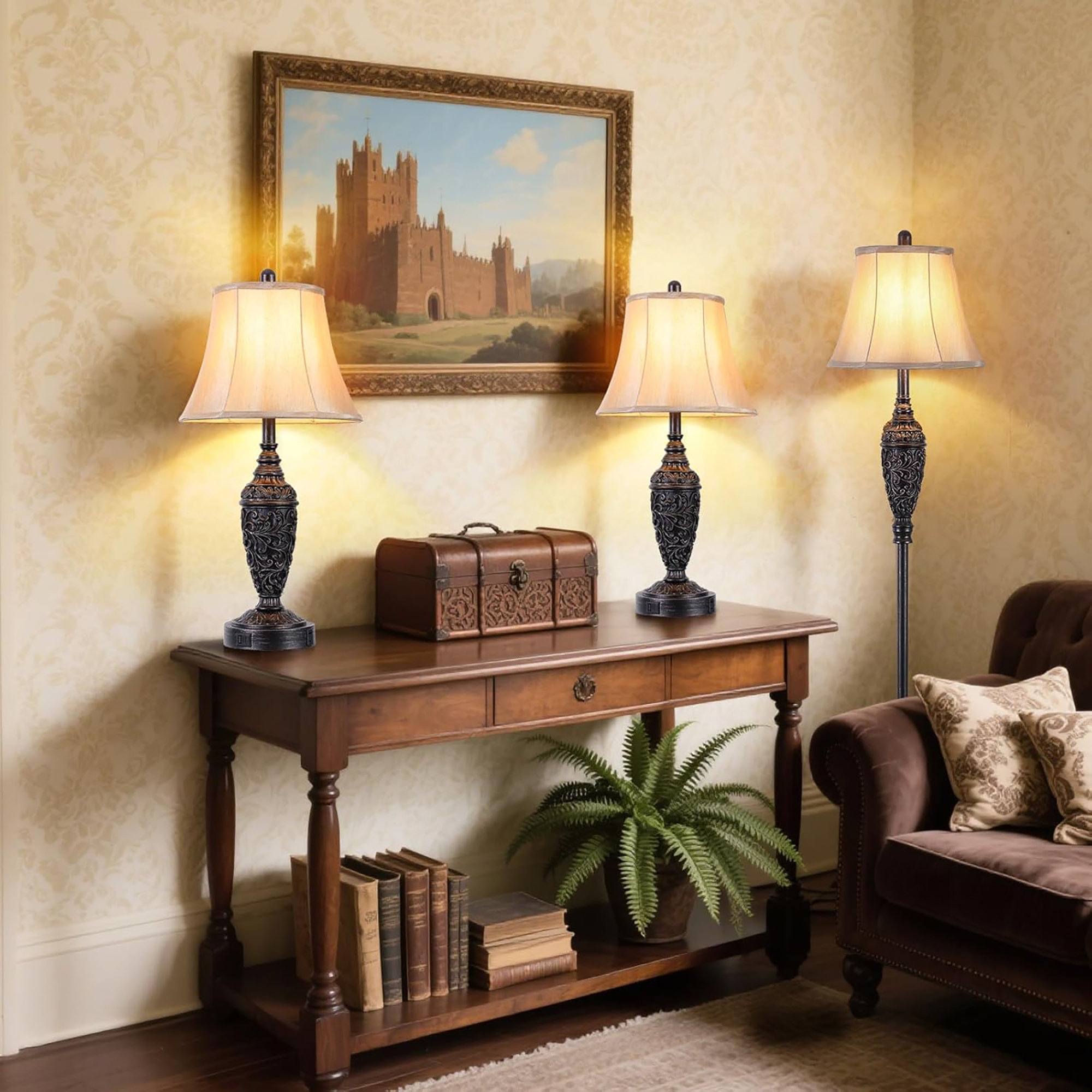Ophelia & Co. 2-Pack 26.8’’ Vintage Table Lamps With Dual USB Charging ...