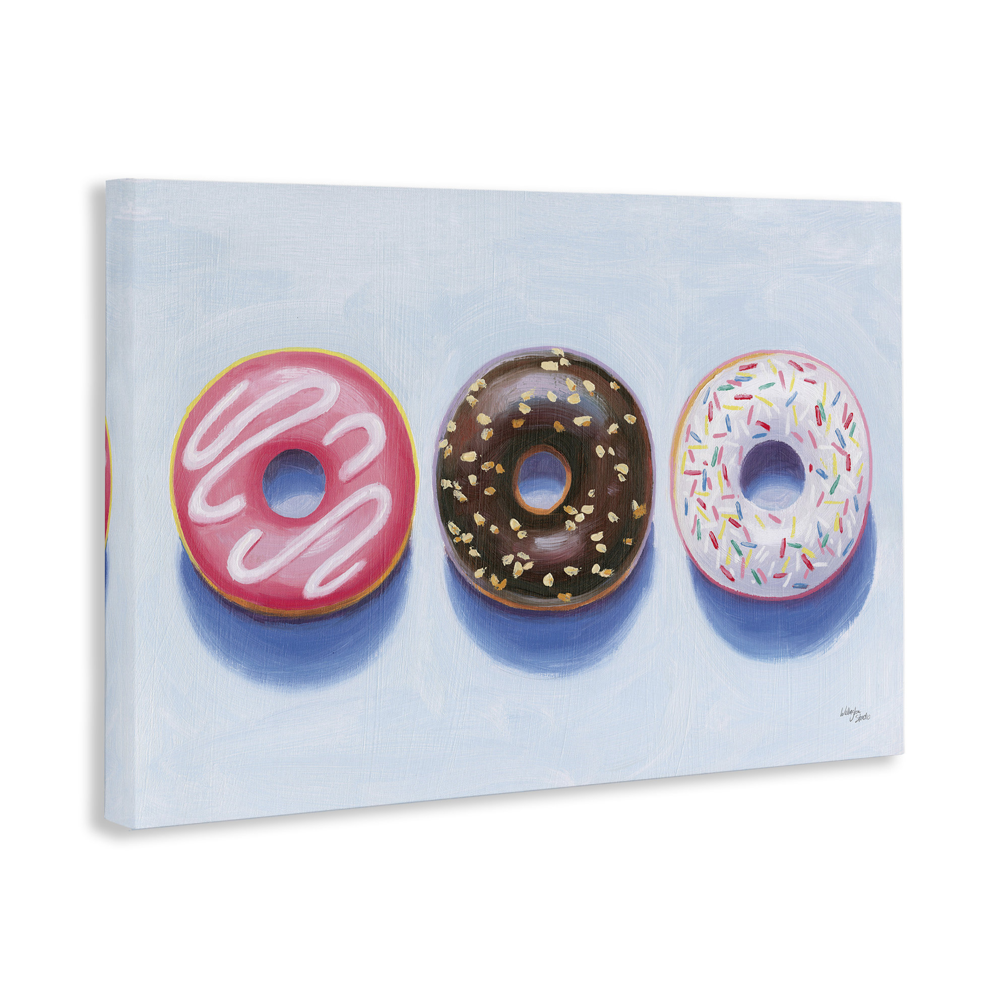 Ebern Designs Three Doughnuts Trio Canvas Wall Art by Wild Apple | Wayfair
