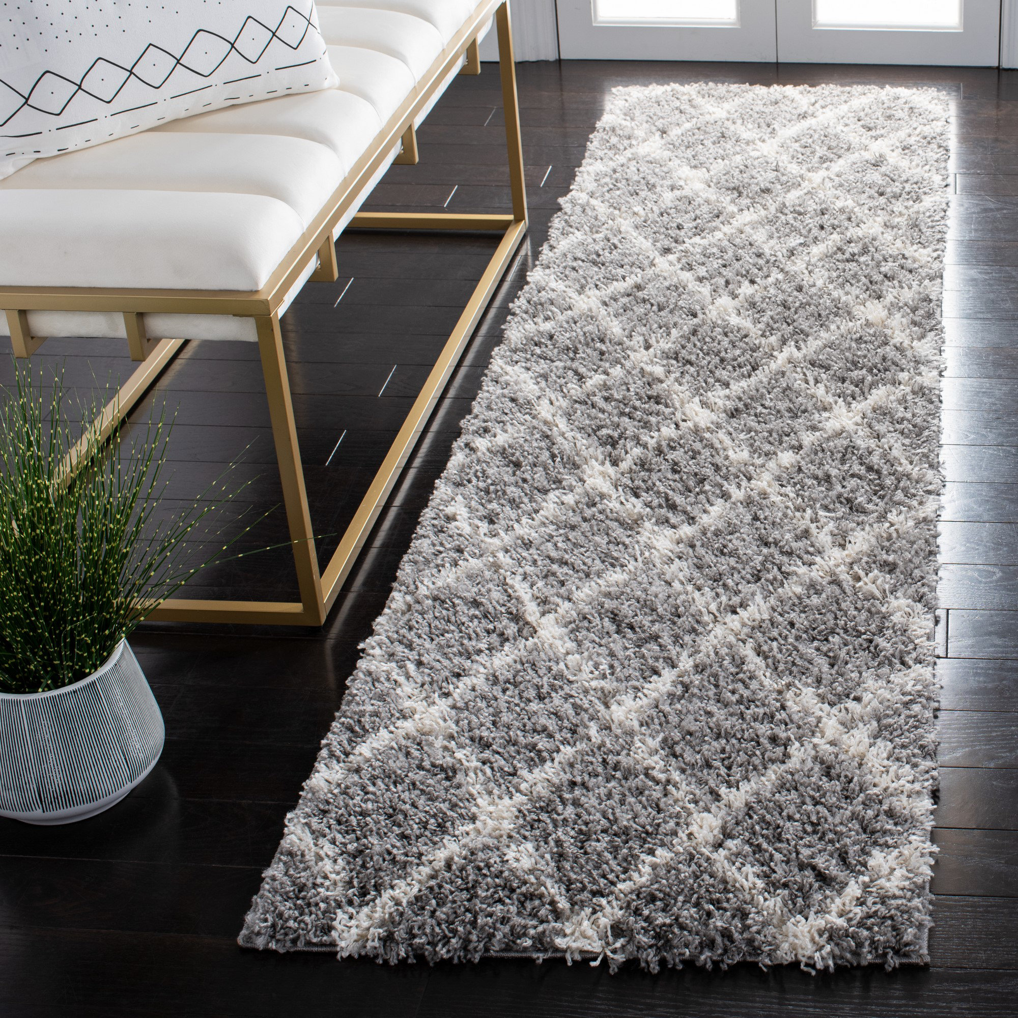 George Oliver Venus Shag 500 Performance Geometric Rug | Wayfair