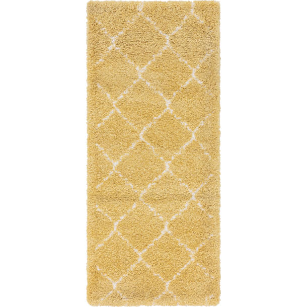 Wrought Studio Danita Rabat Shag Yellow Area Rug & Reviews | Wayfair