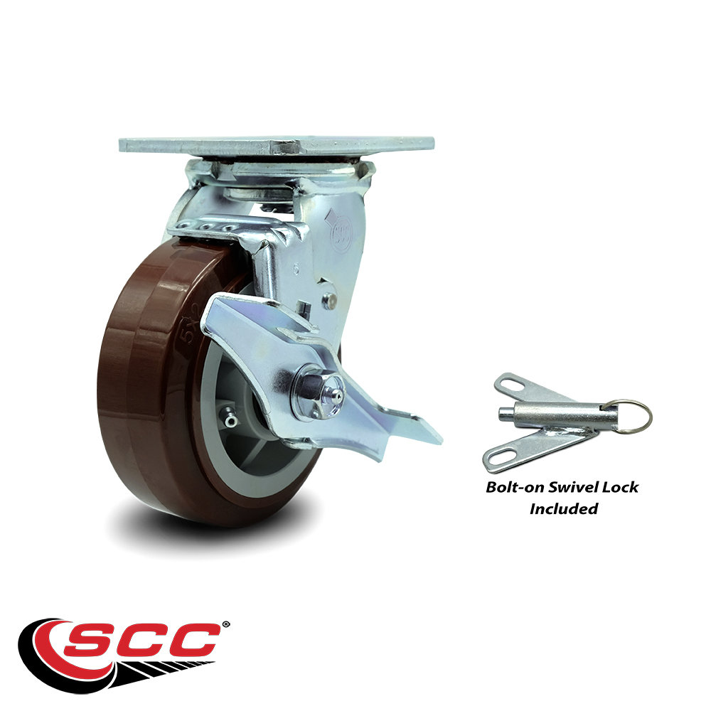 Service Caster Polyurethane Caster with Ball Bearing and Brake | Wayfair