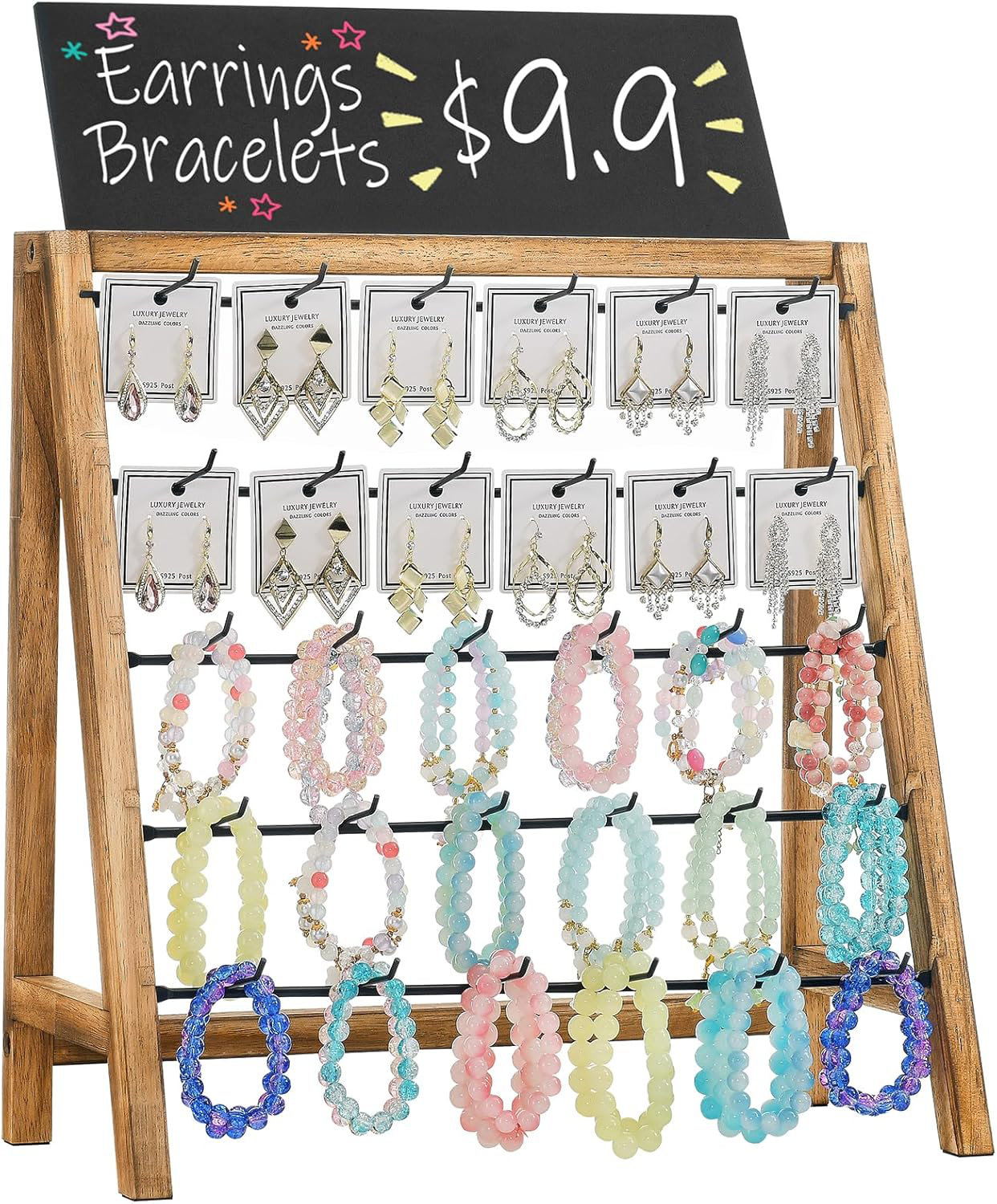 Gracie Oaks Jewelry Display For Vendors Selling, Wood Earring Bracelet ...