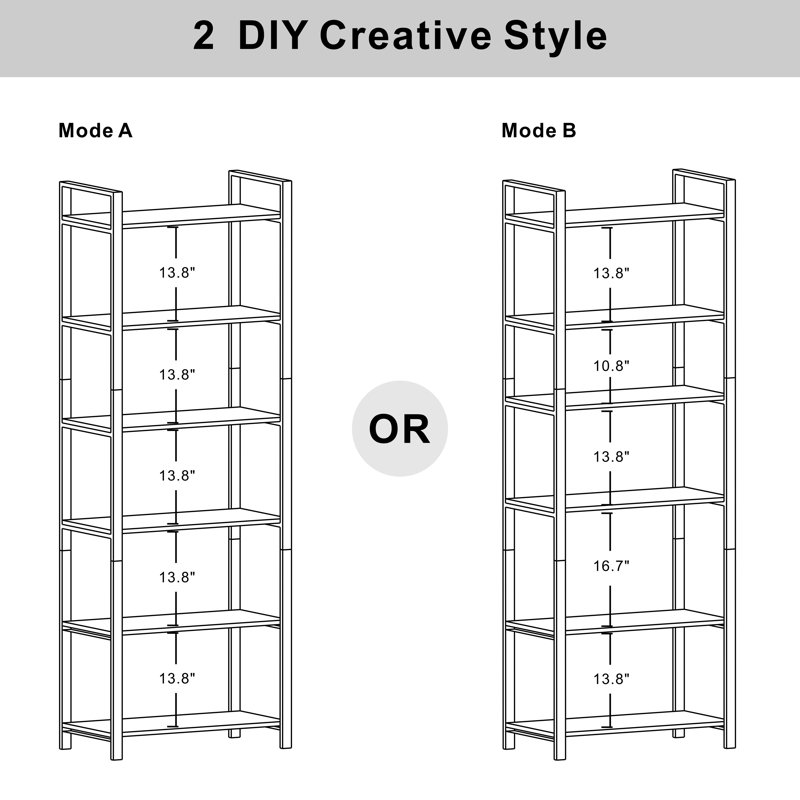 17 Stories Bookshelf 6-tier Ladder Shelf 110lbs/shelf Vintage ...