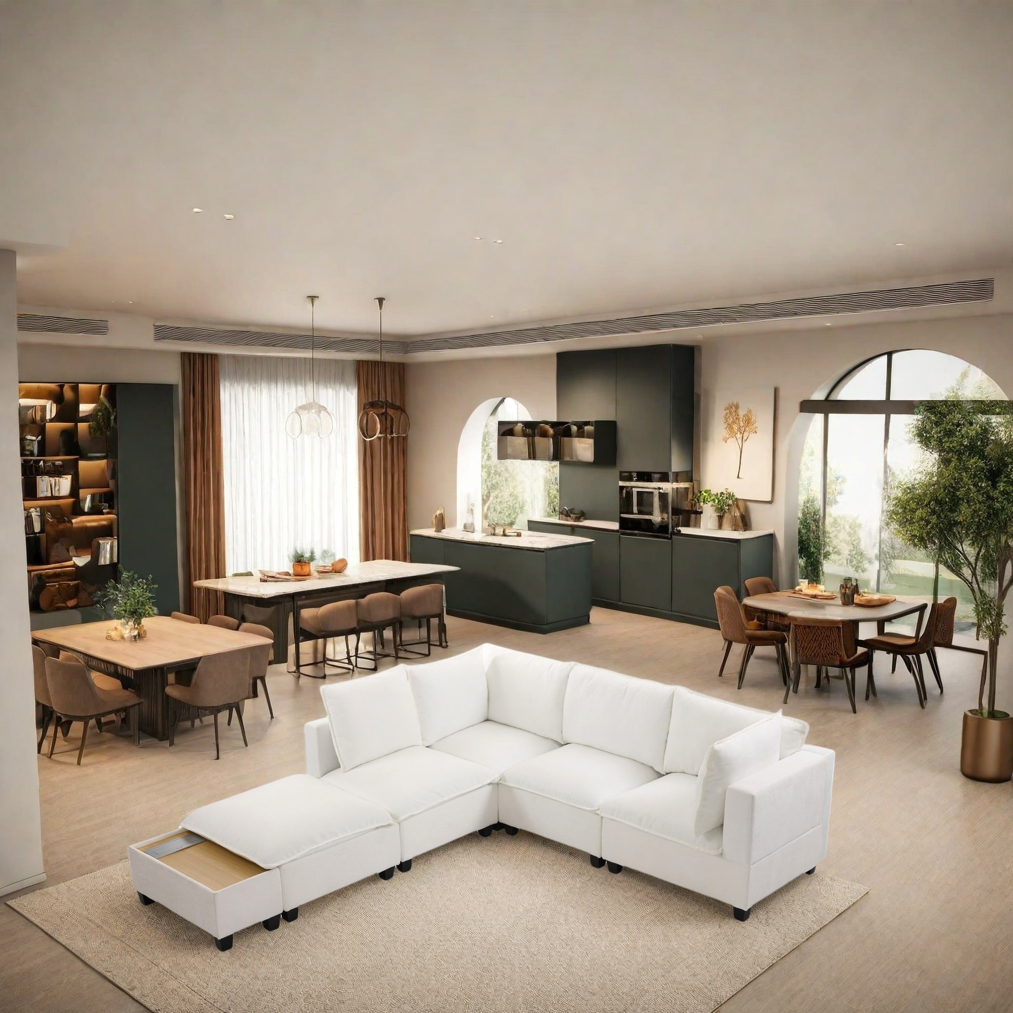 Hokku Designs Modular Sectional Sofa With Versatile Coffee Table ...