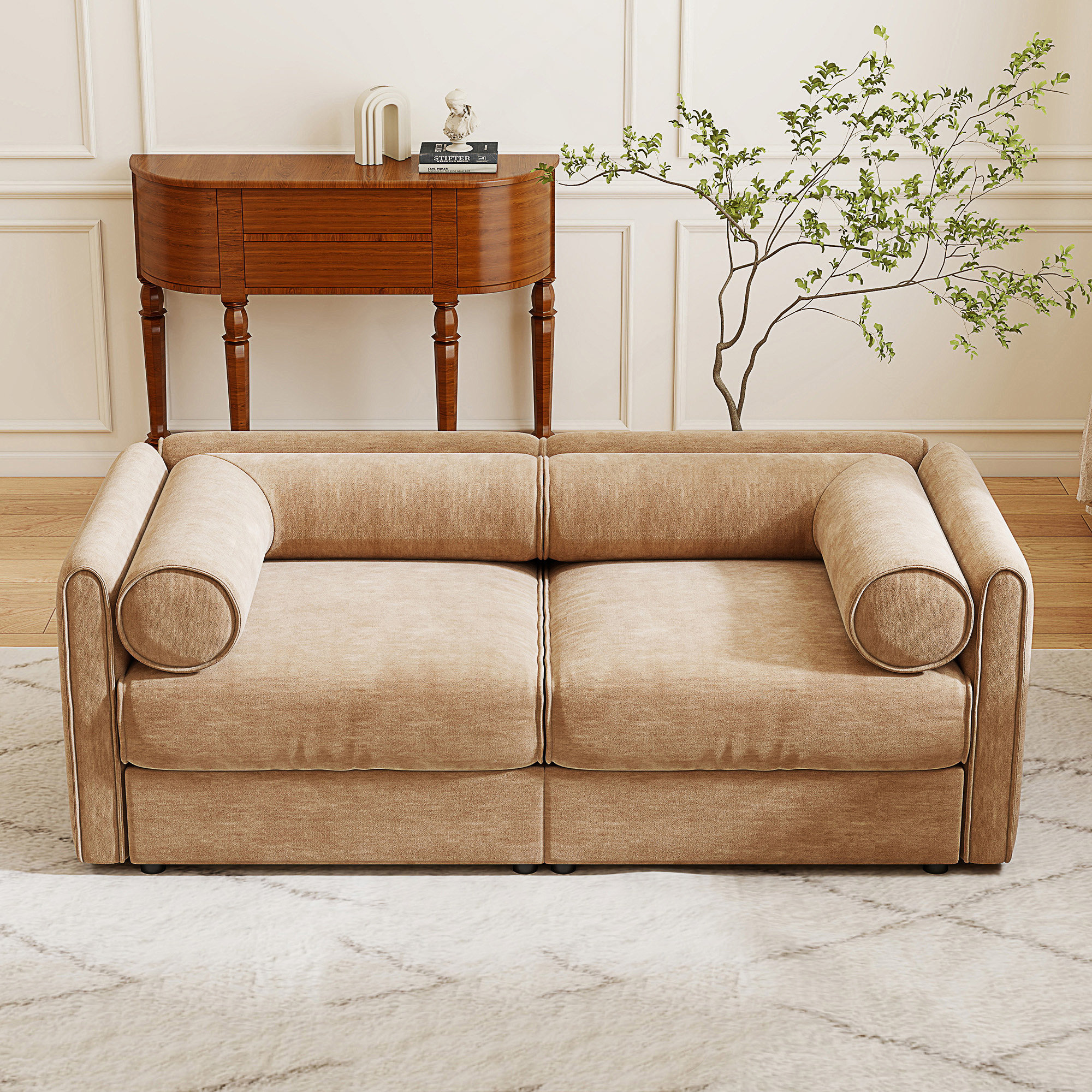 Latitude Run® Stylish Chenille Sofa With Storage Seat, Cylindrical ...