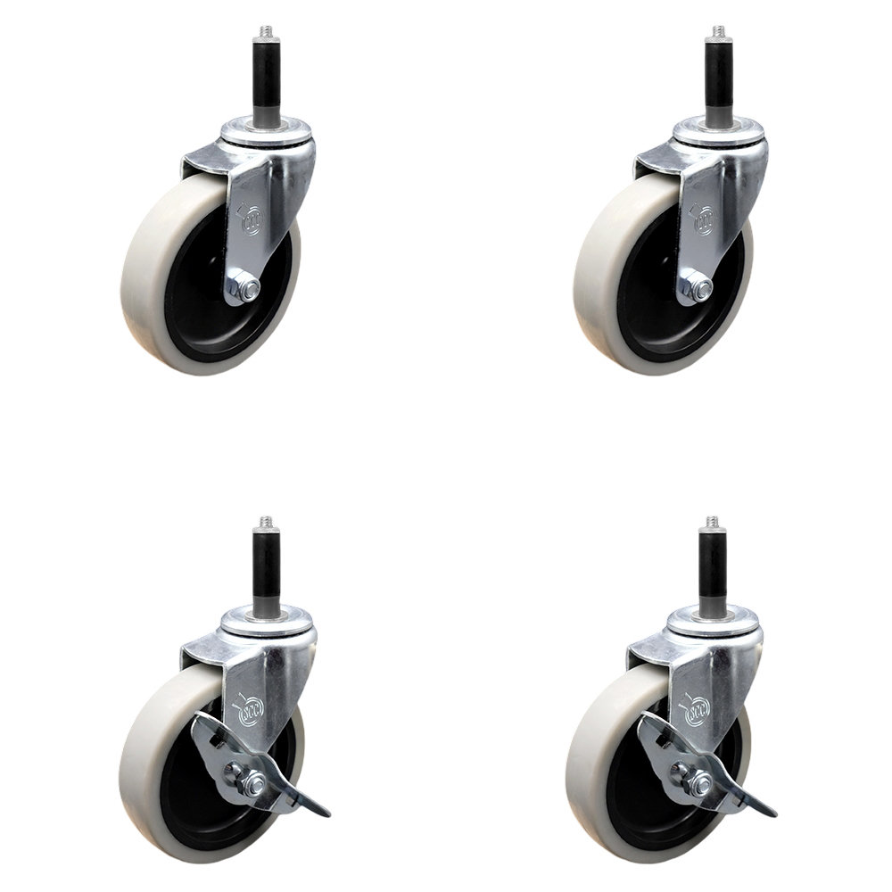 Service Caster Thermoplastic Expanding Stem Caster Set with 2 Brakes ...