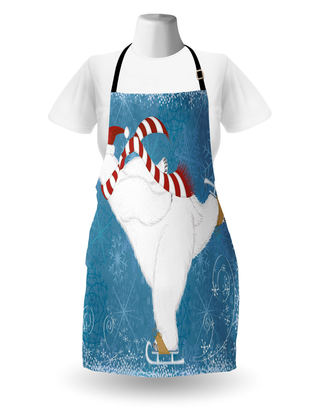 The Holiday Aisle® Bear Apron Unisex, Ice Skating Polar Bear, Adult ...