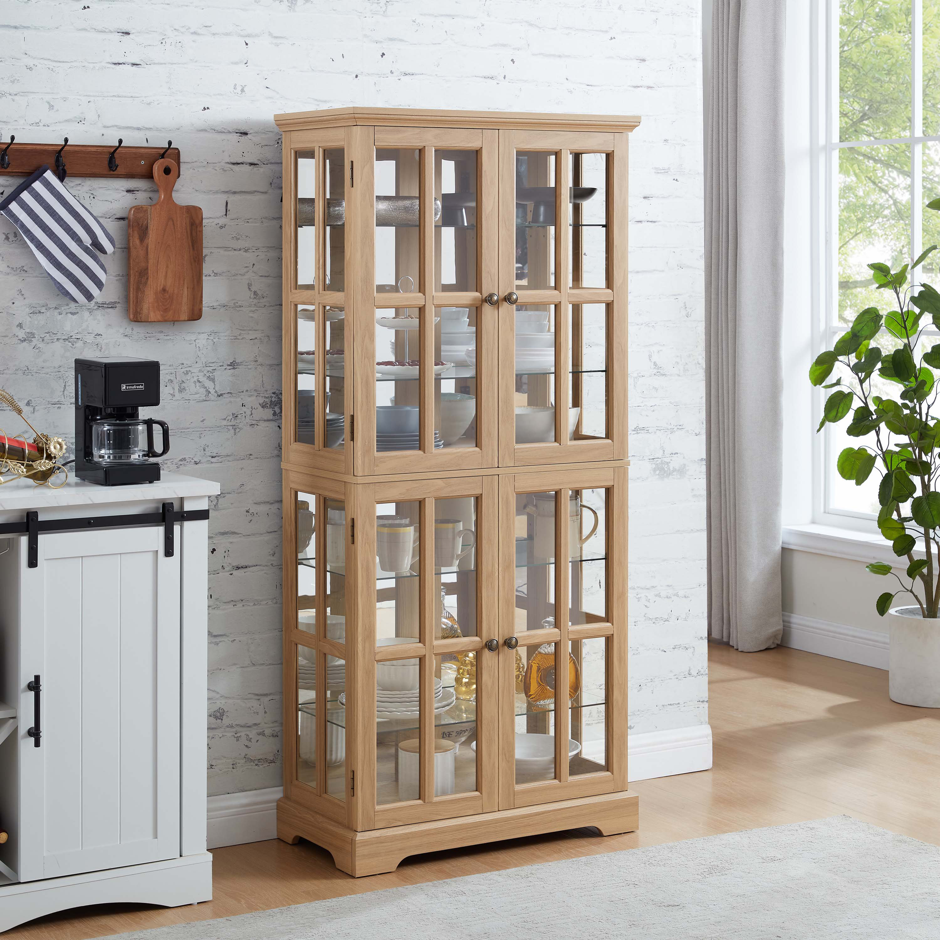 Lark Manor Curio Display Cabinet,Antique Display Cabinet with Glass ...