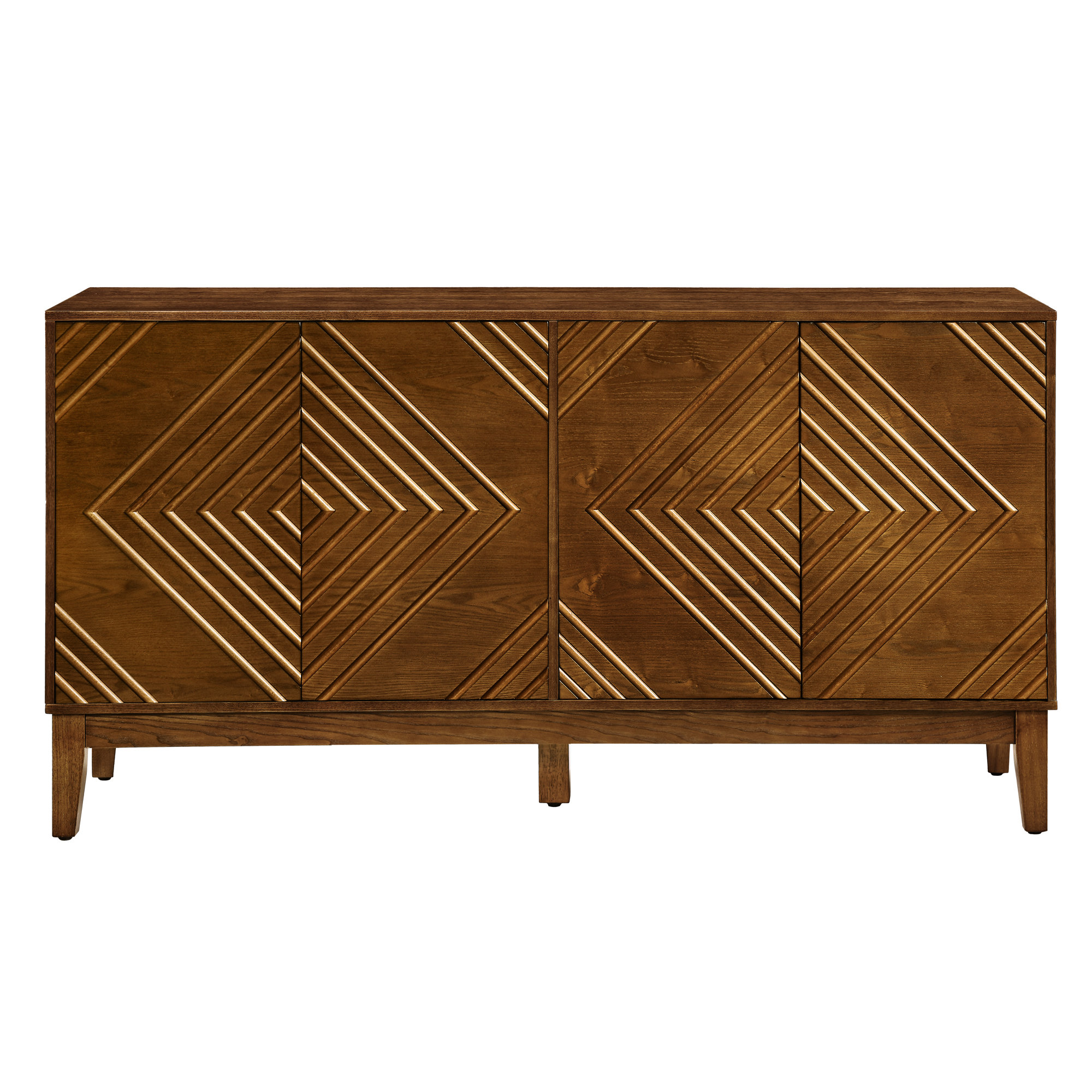 George Oliver Walnut Garage Storage Cabinet with Geometric 4-Door ...
