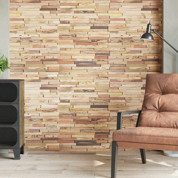 vidaXL Recycled Teak Wood Wall Cladding Panels , Natural Finish | Wayfair