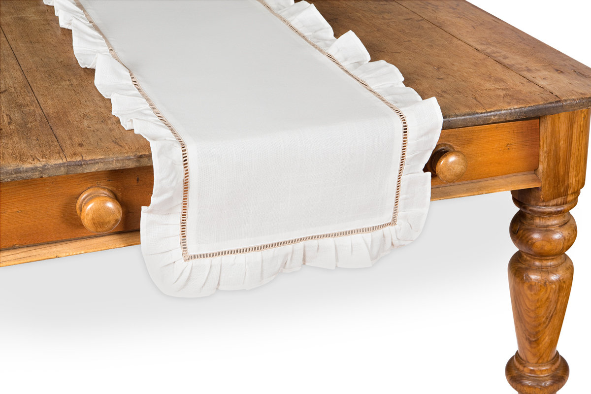 Xia Home Fashions Hemstitch/Ruffle Trim Table Runner & Reviews | Wayfair