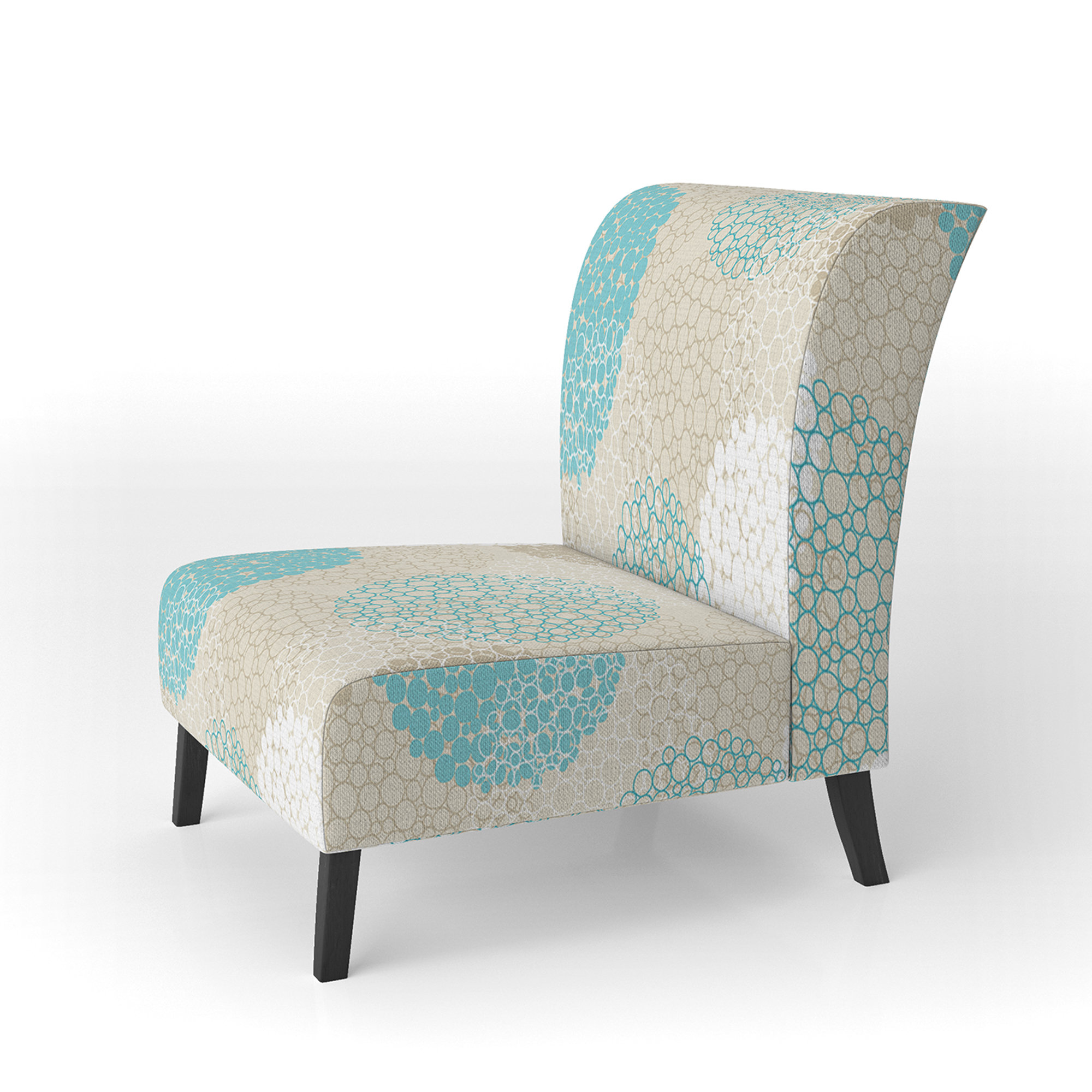 Orren Ellis Blue Circle Pattern - Upholstered Patterned Accent Slipper ...