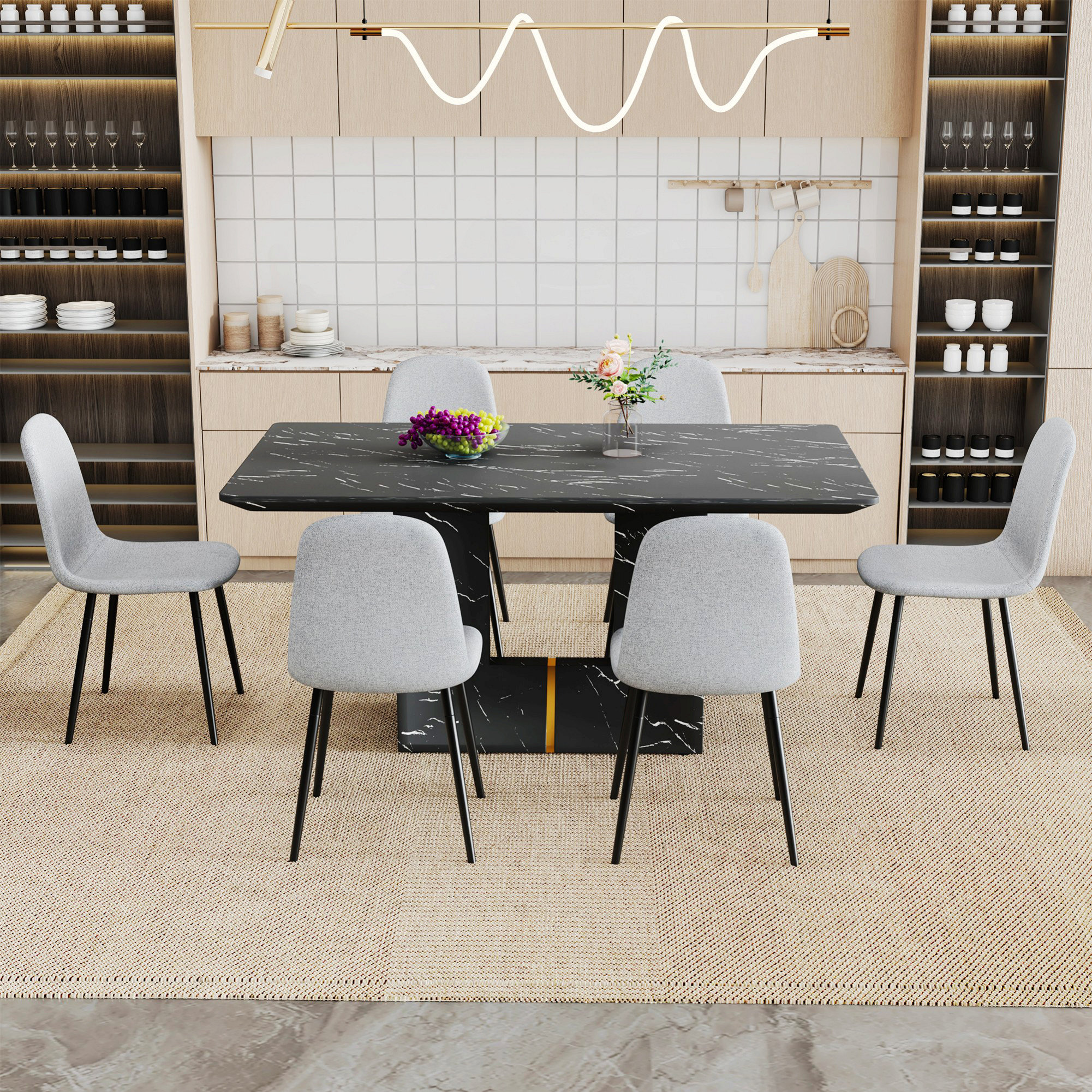 Latitude Run® Table And Chair Set, Wooden Dining Table Set, One Table ...